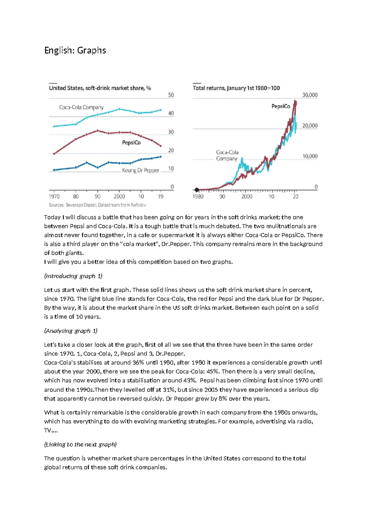 Analysing Graphs tekst - English: Graphs Today I will discuss a battle ...