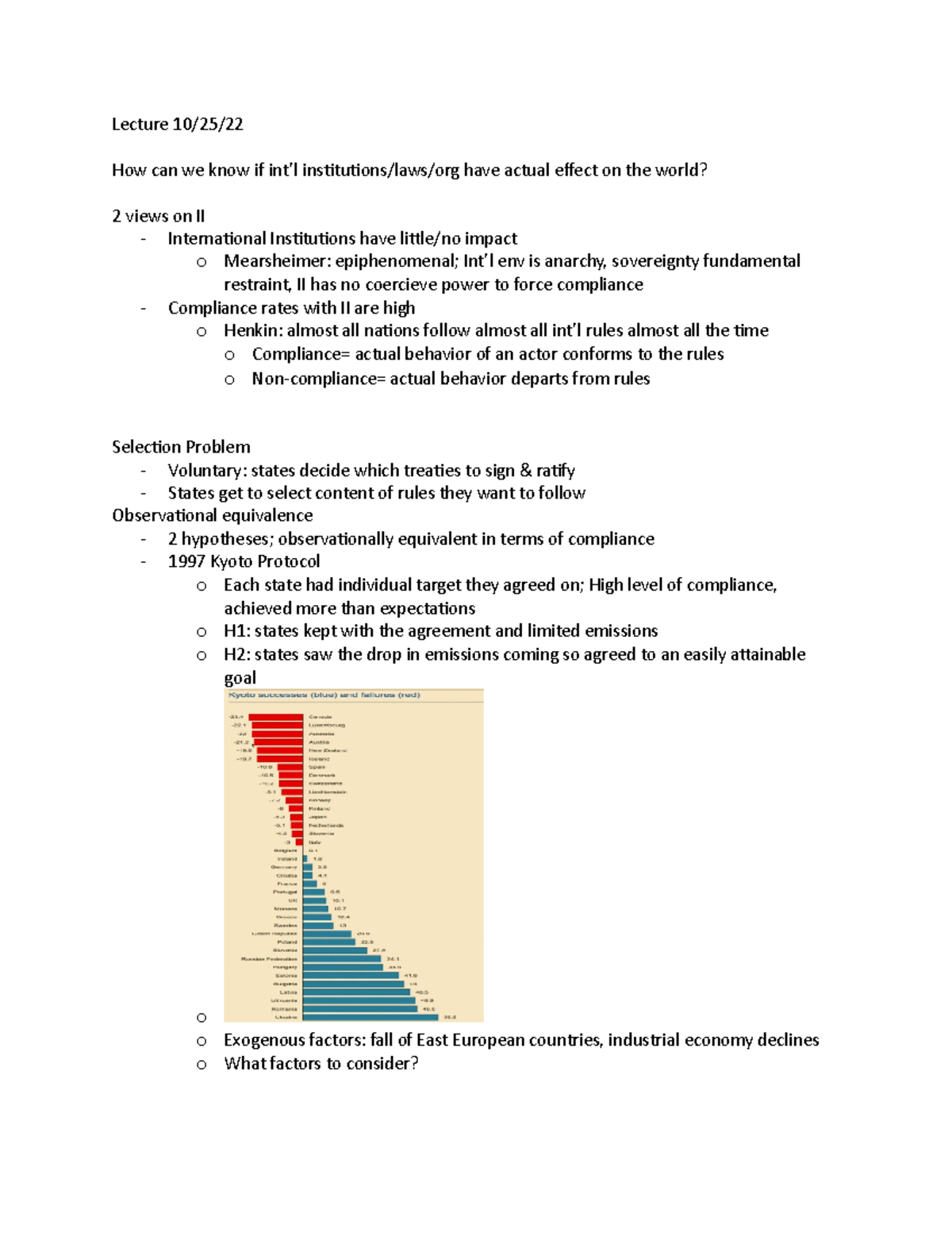 PLSC 182 Lecture-Causal Impact of II - Lecture 10/25/ How can we know if int’l institutions/laws ...