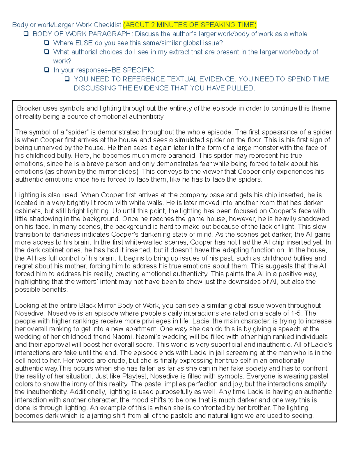 Zoom Out-Interpretation of Body of Work Exemplar - Body or work/Larger ...