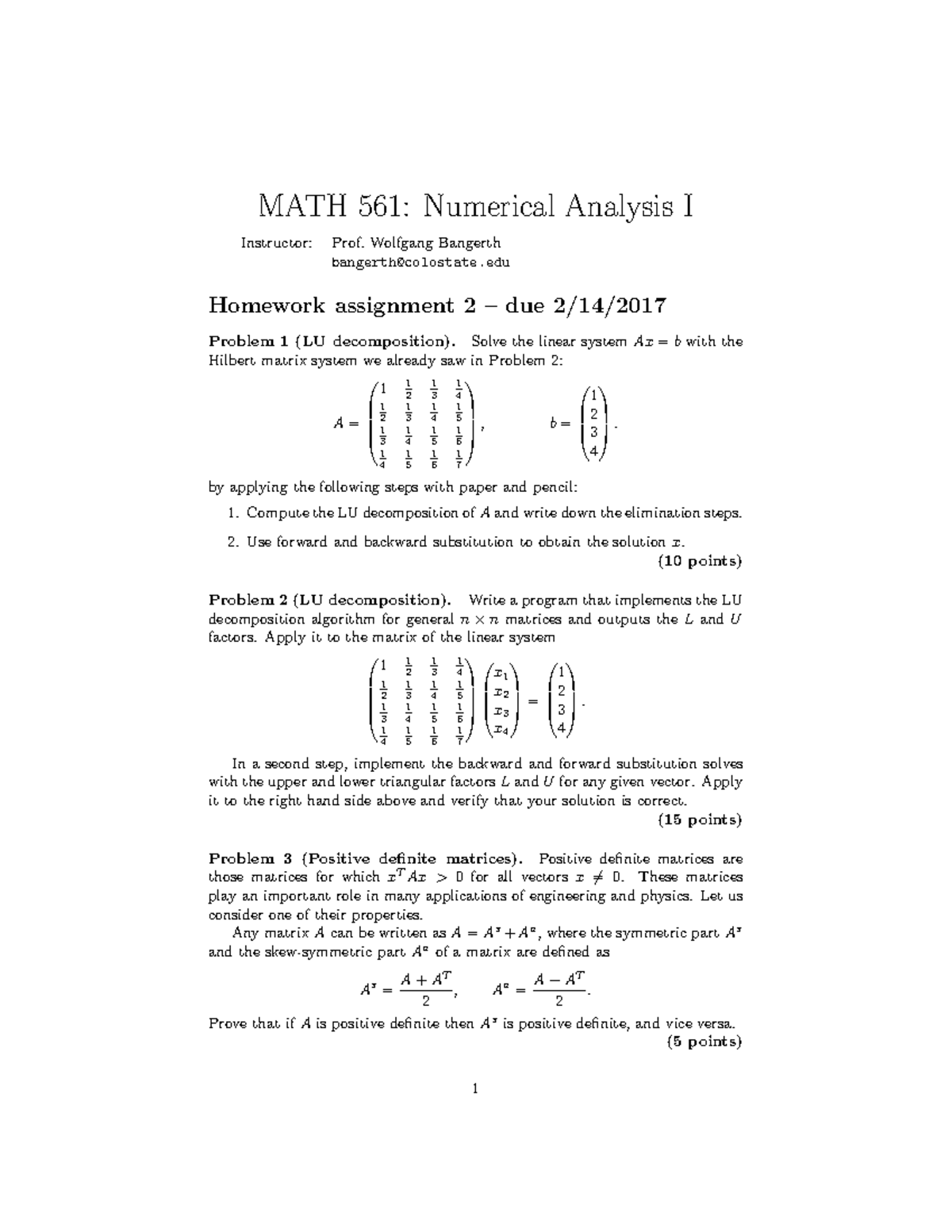 Homework 02 - MATH 561: Numerical Analysis I Instructor: Prof. Wolfgang ...