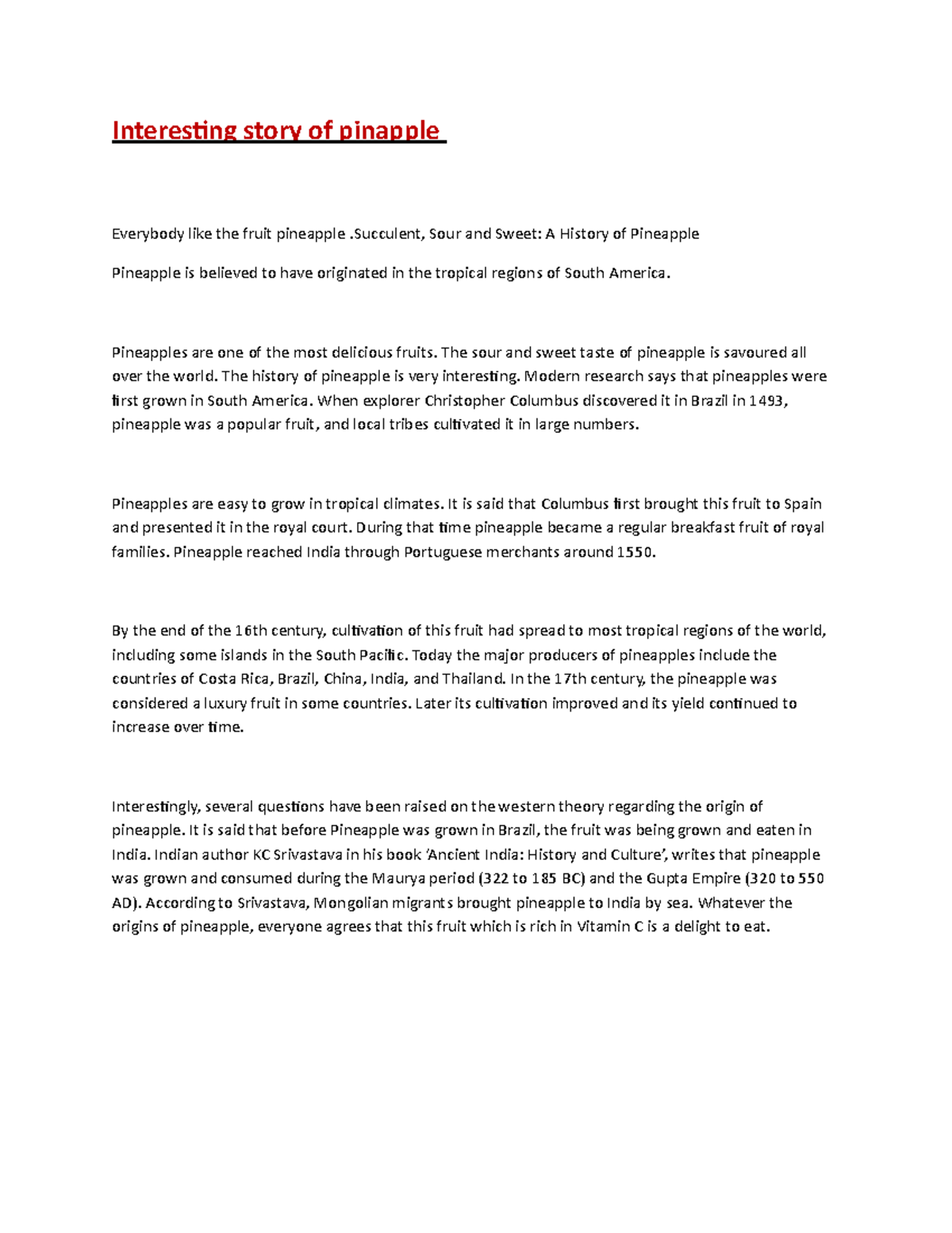 Pinapple - It is a short description about pineapple - Interesting ...