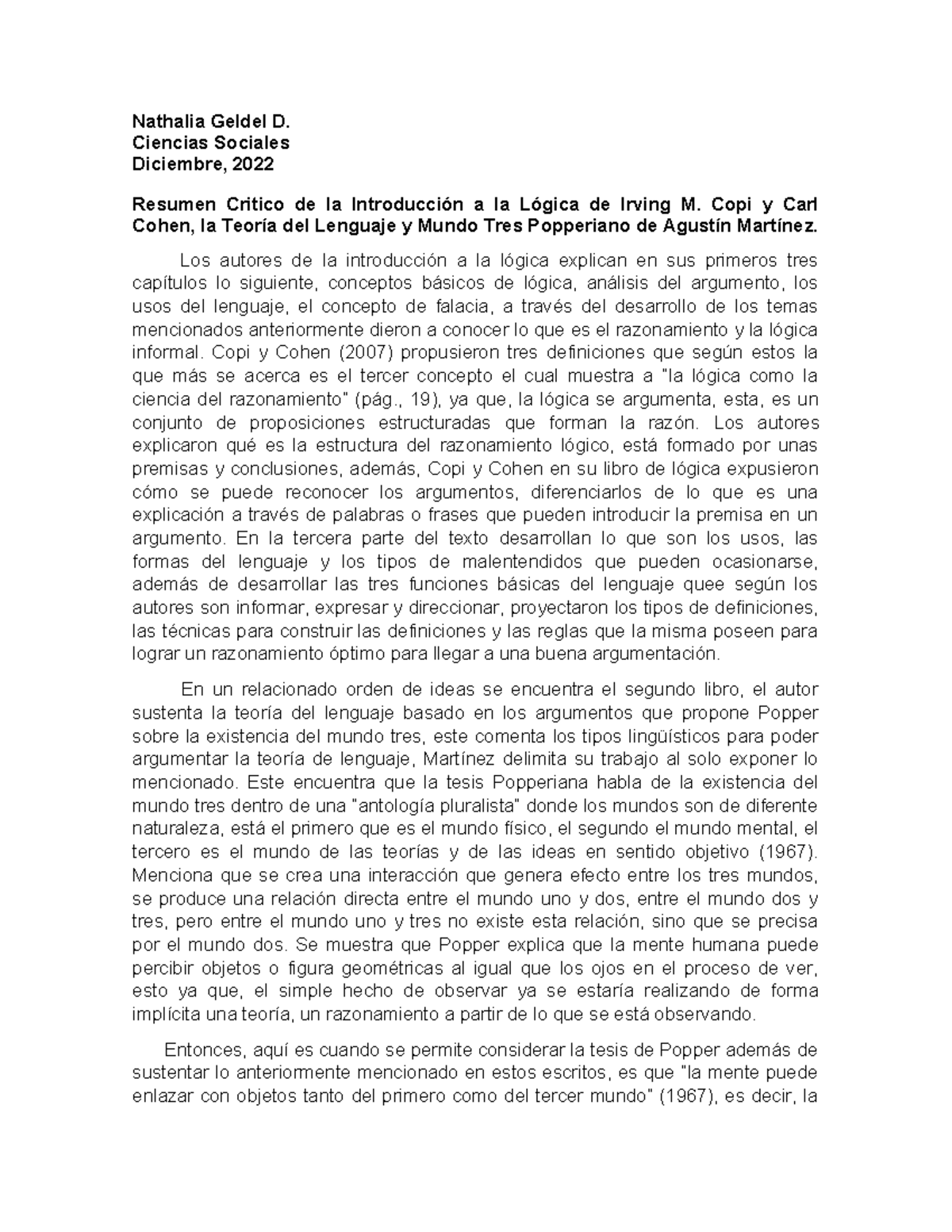 Ensayo de copi y Martinez - Nathalia Geldel D. Ciencias Sociales ...