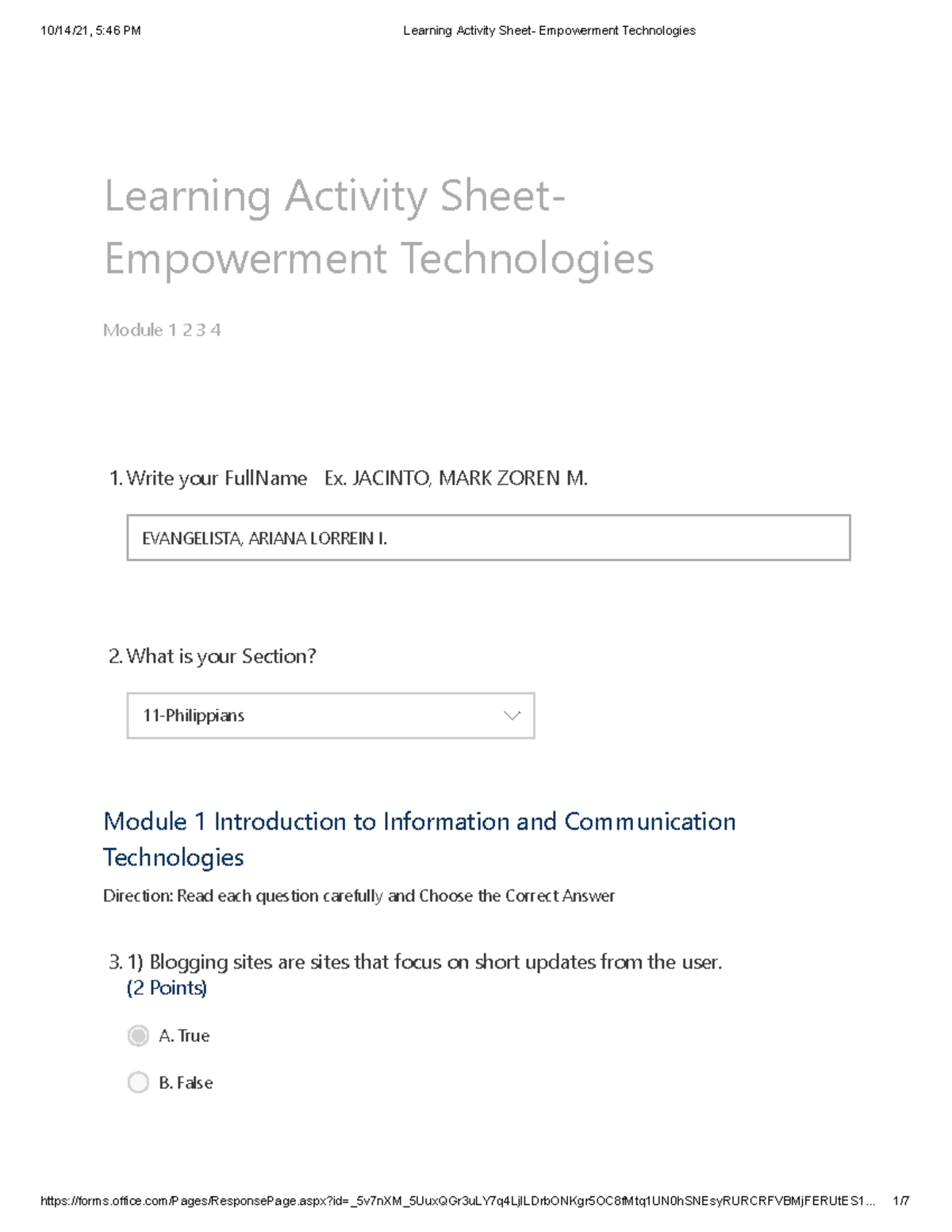 Learning Activity Sheet- Empowerment Technologies - Learning Activity ...