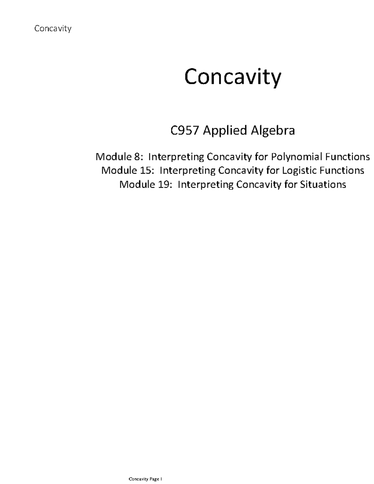 C957-Concavity-Slides - Concavity C957 Applied Algebra Module 8 ...