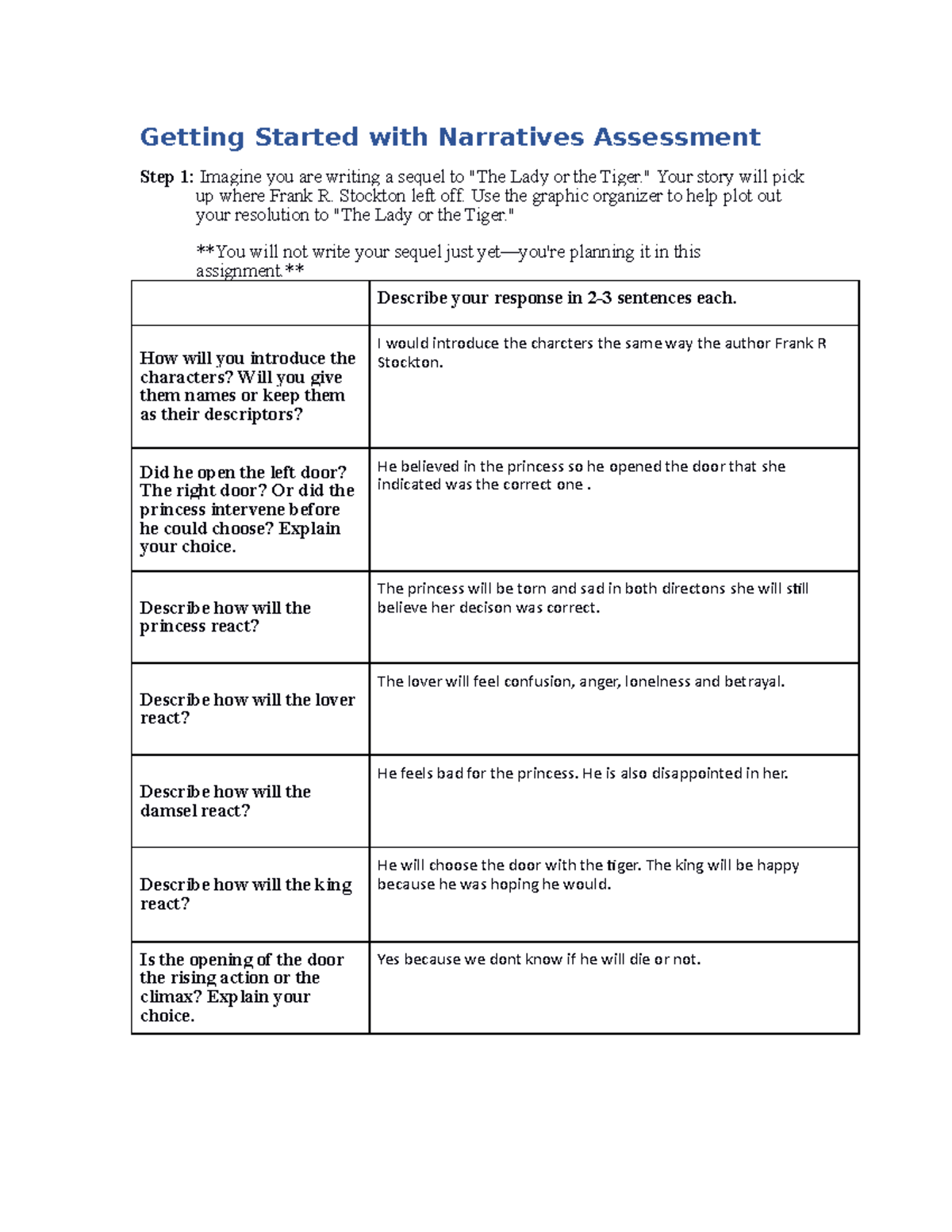 Narratives assess emma ganesh - Getting Started with Narratives ...