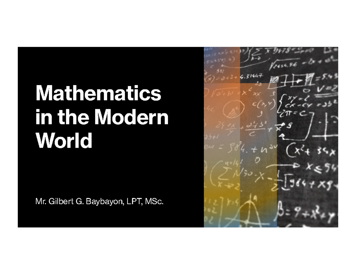 GED0103 Mathematics in the Modern World - Nature of Mathematics ...