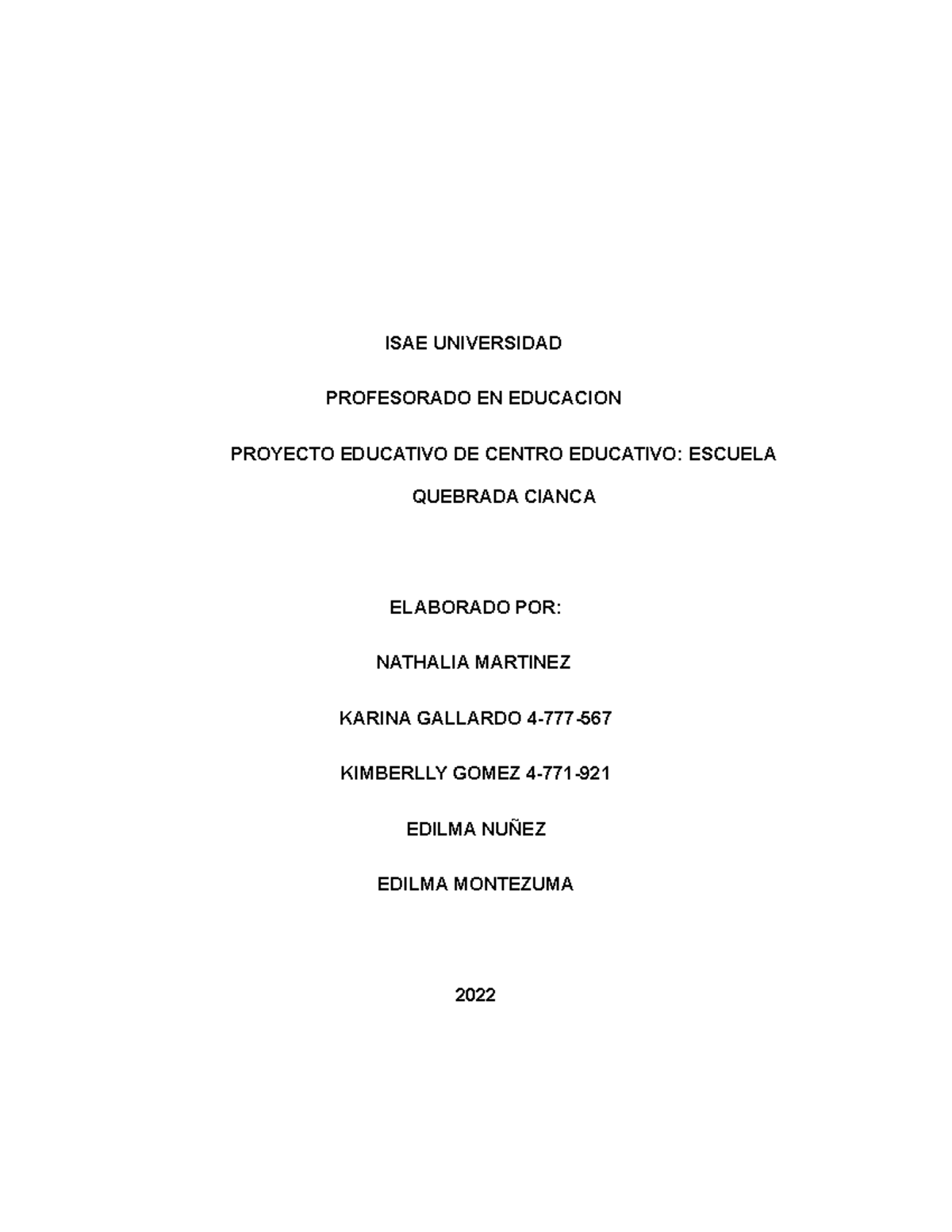 Word Poryecto - ISAE UNIVERSIDAD PROFESORADO EN EDUCACION PROYECTO ...