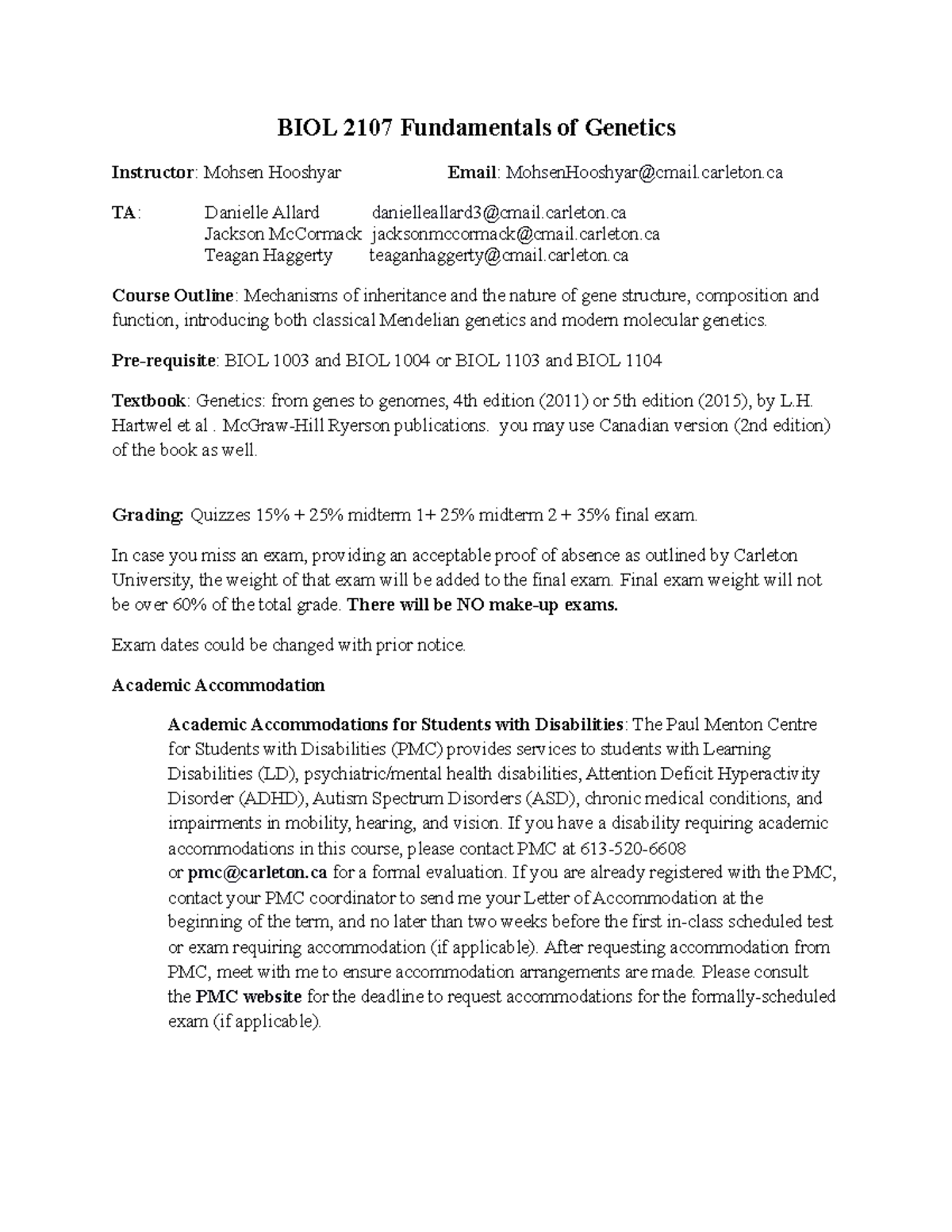 THE FUNDAMENTALS OF GENETICS | BIOL 2107 Outline Winter 2022 - BIOL ...