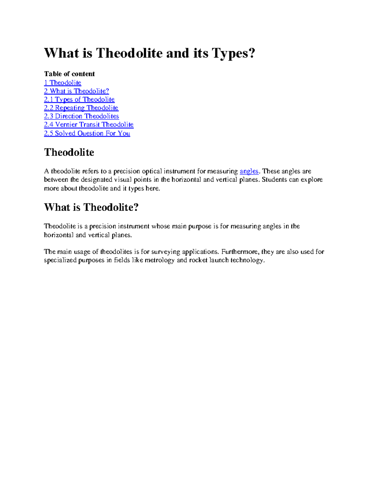 What is Theodolite and its Types - These angles are between the ...