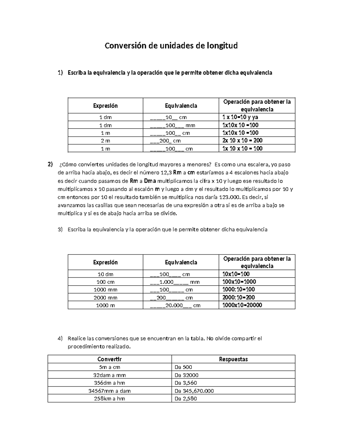 Conversión de unidades de longitud Laura Lozada - Conversión de ...