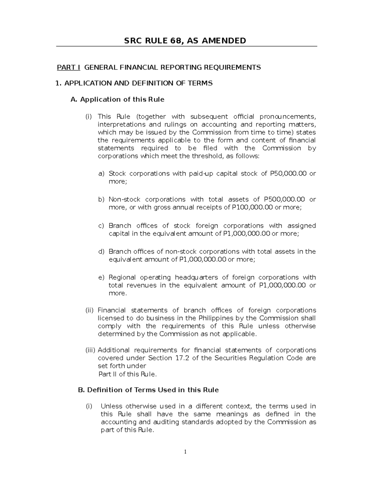 Document (2) - ACTIVITY - SRC RULE 68, AS AMENDED PART I GENERAL ...