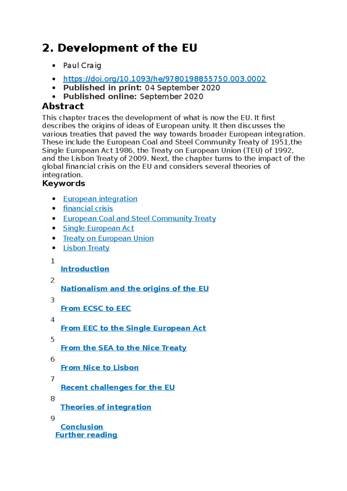 2. Development of the EU - 2. Development of the EU Paul Craig doi/10. ...