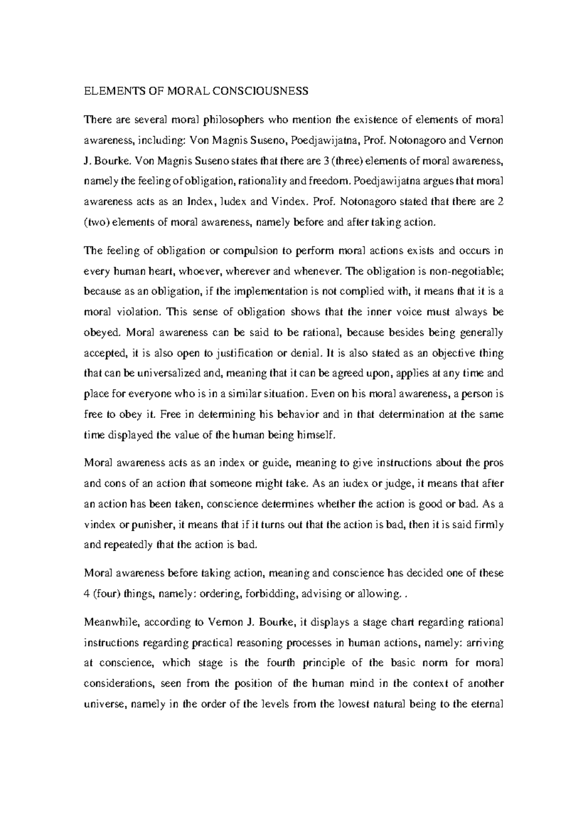 Elements OF Moral Consciousness - ELEMENTS OF MORAL CONSCIOUSNESS There ...