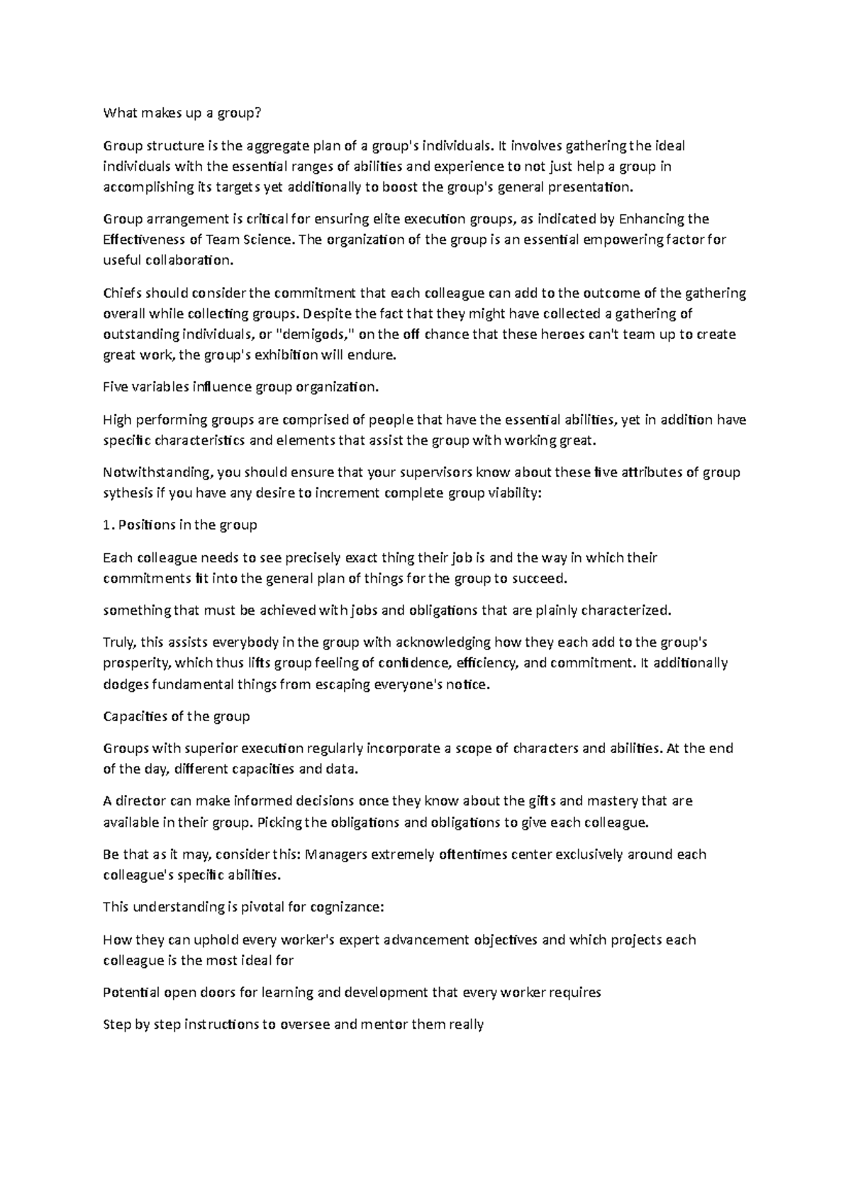 Team composition - What makes up a group? Group structure is the ...