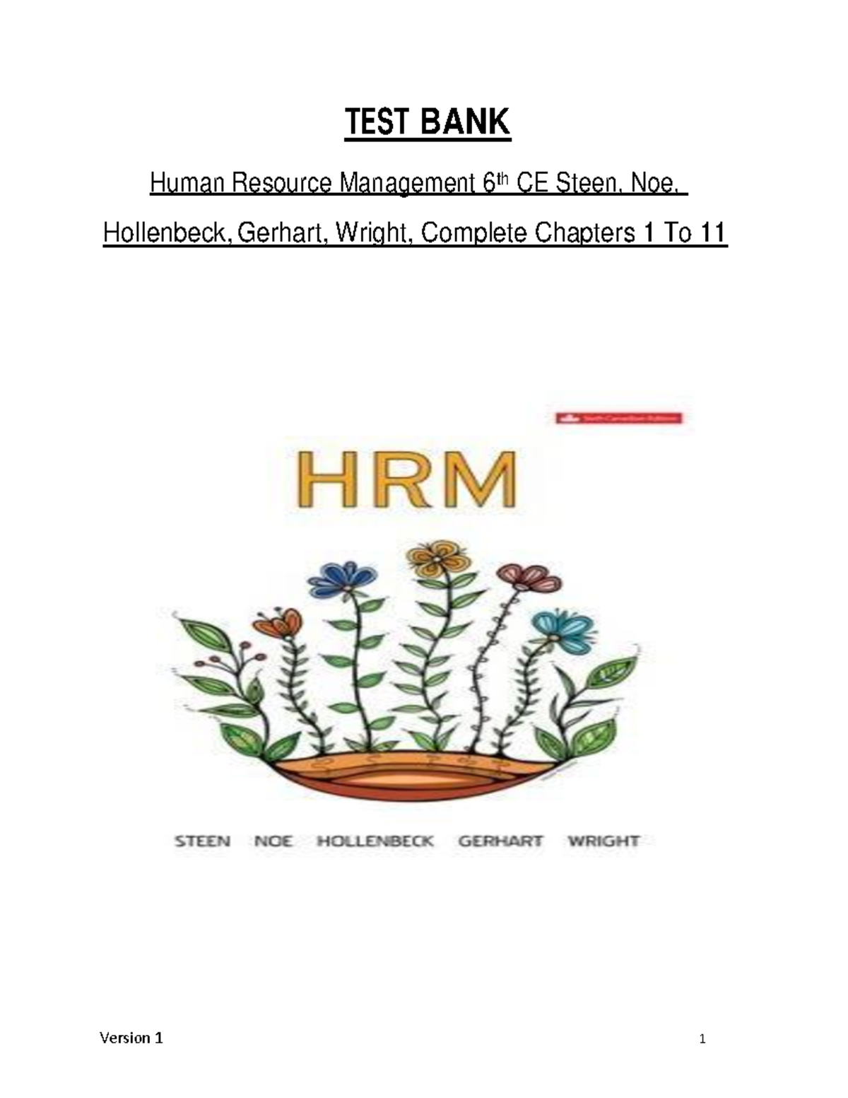 TEST BANK Human Resource Management 6th CE Steen, Noe, Hollenbeck ...