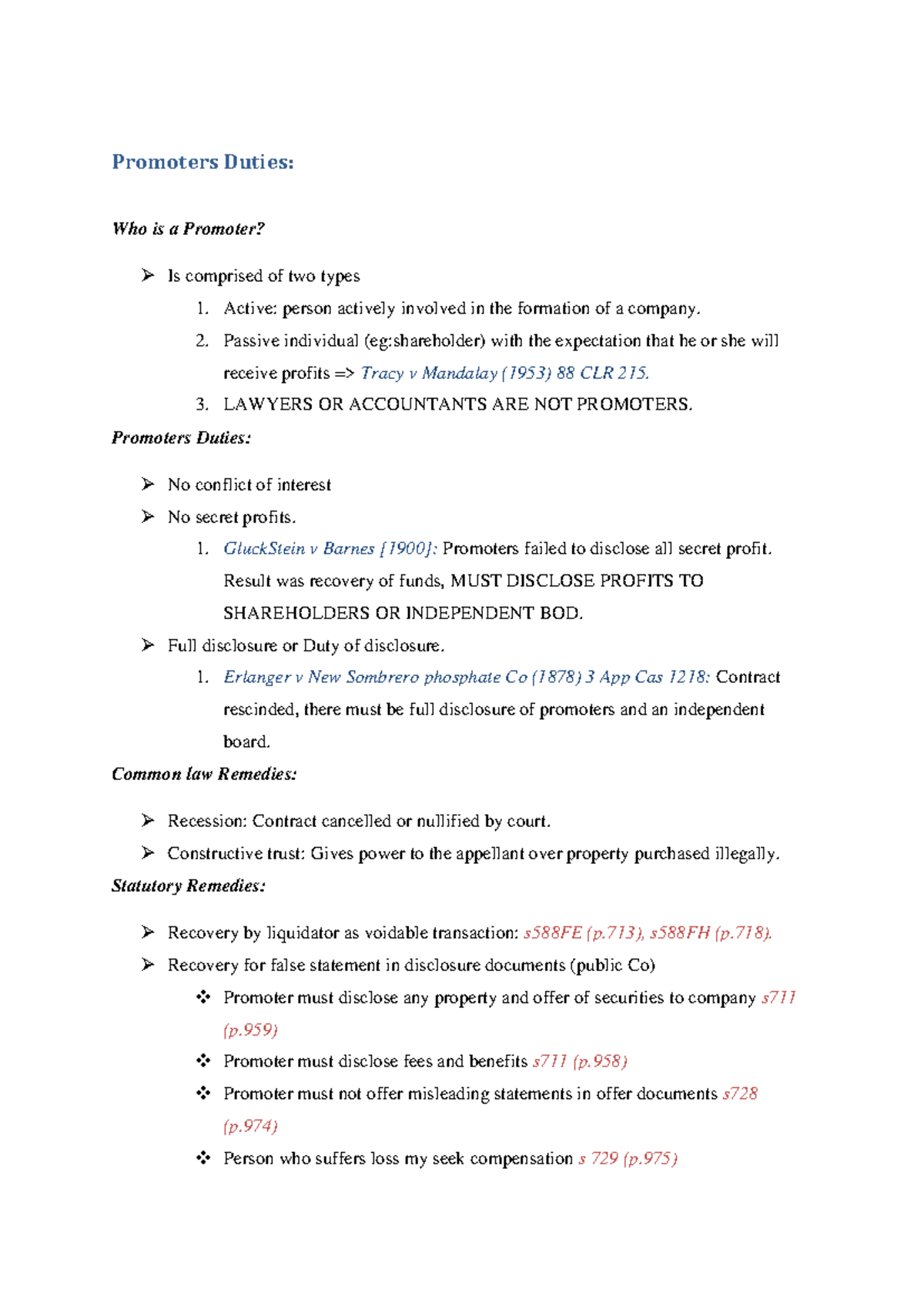 Ch 5 promoters vip - Summary Company Law for Business - Promoters ...