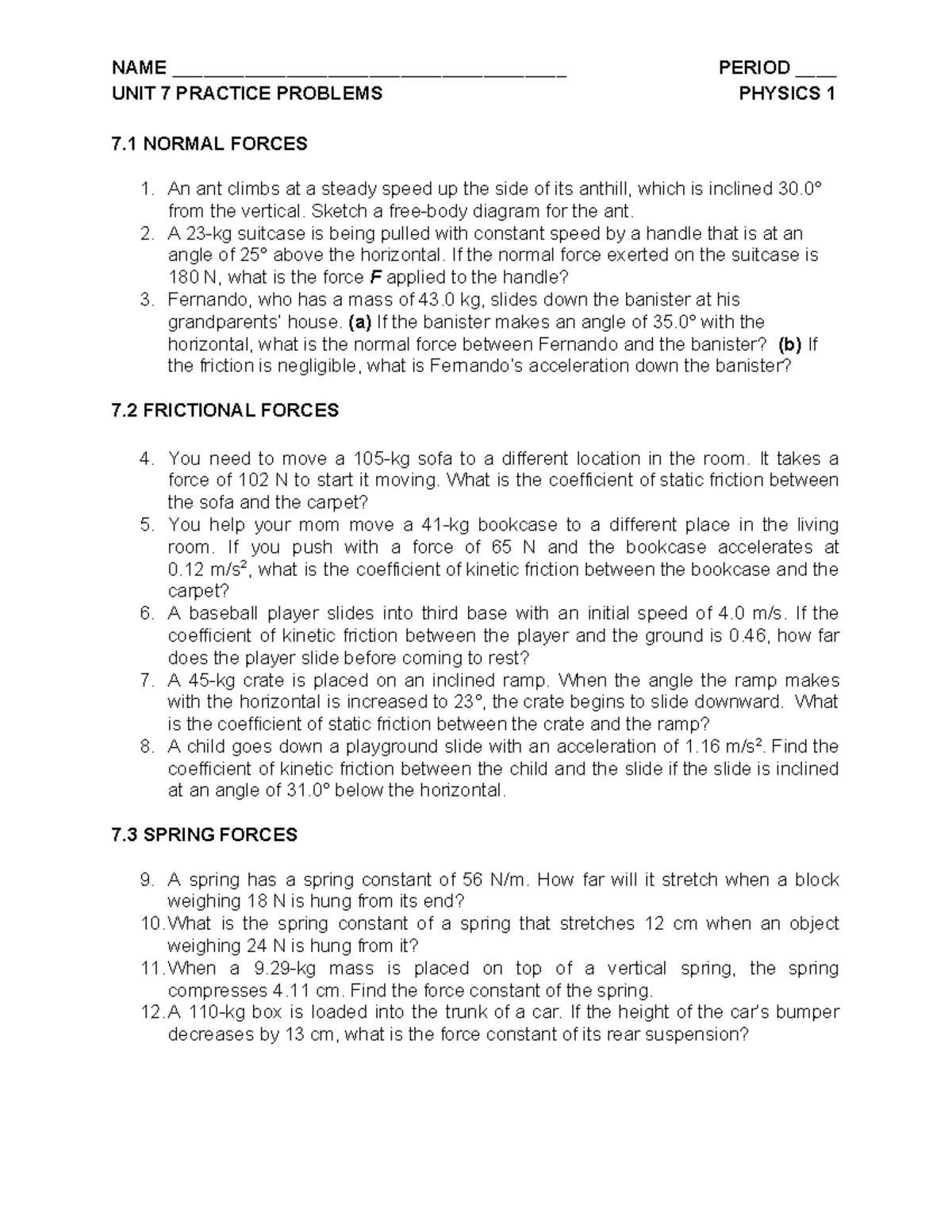 Unit 7 practice problems p1 - NAME ...