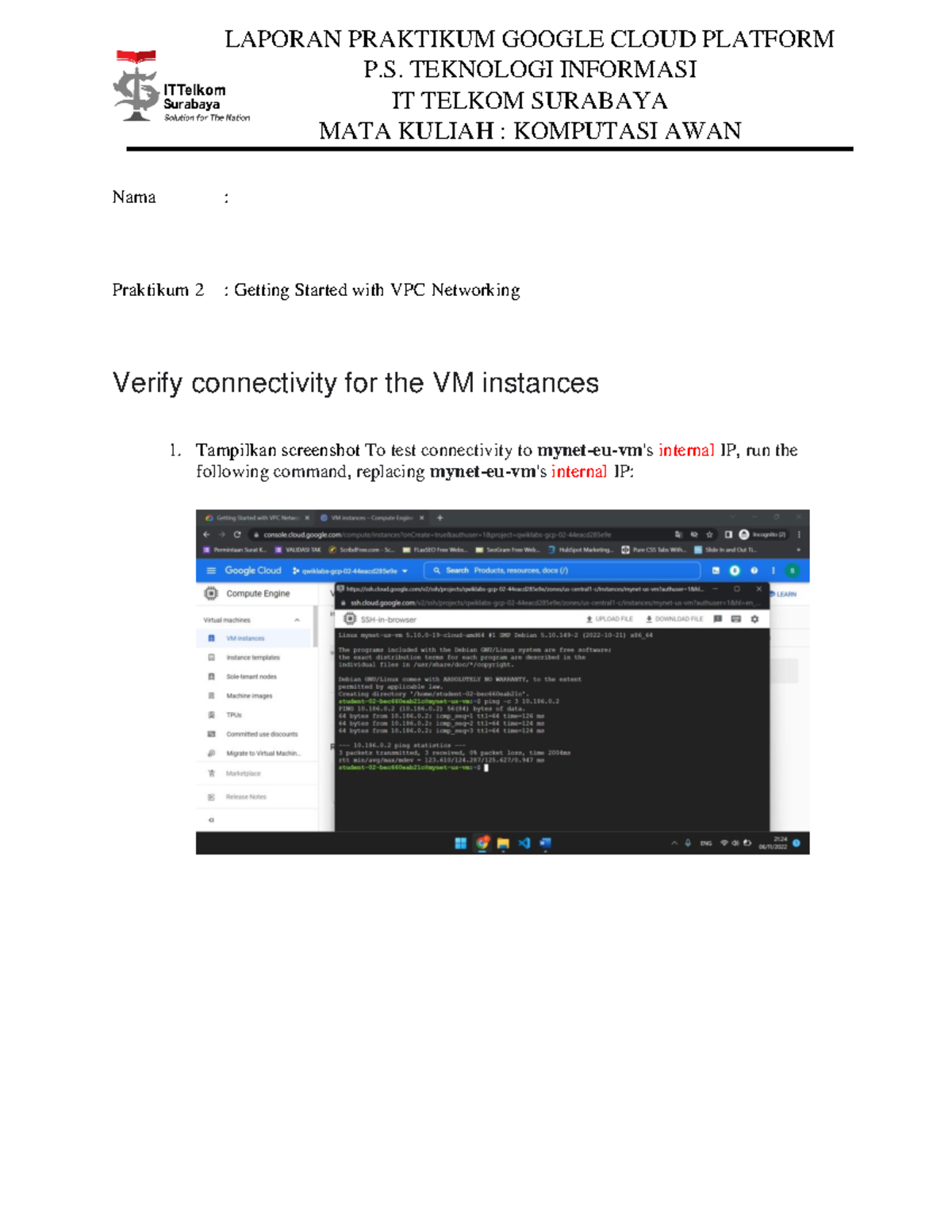 Laporan hasil praktikum LAB 2 - P. TEKNOLOGI INFORMASI IT TELKOM ...