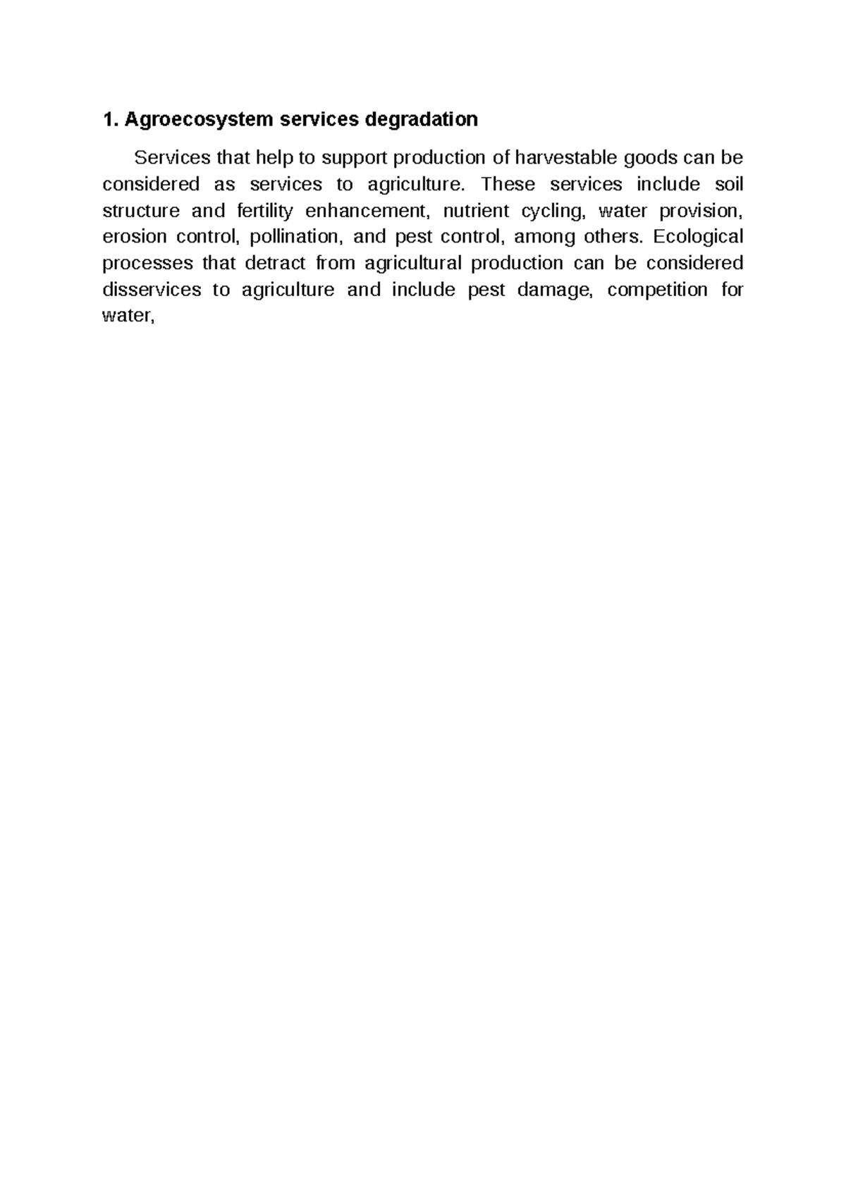 Agroecosystem services degradation - Agroecosystem services degradation ...