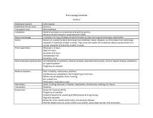 (Bentyl) Dicyclomine Med Sheet - Pharmacology Medsheet NUR Medication ...
