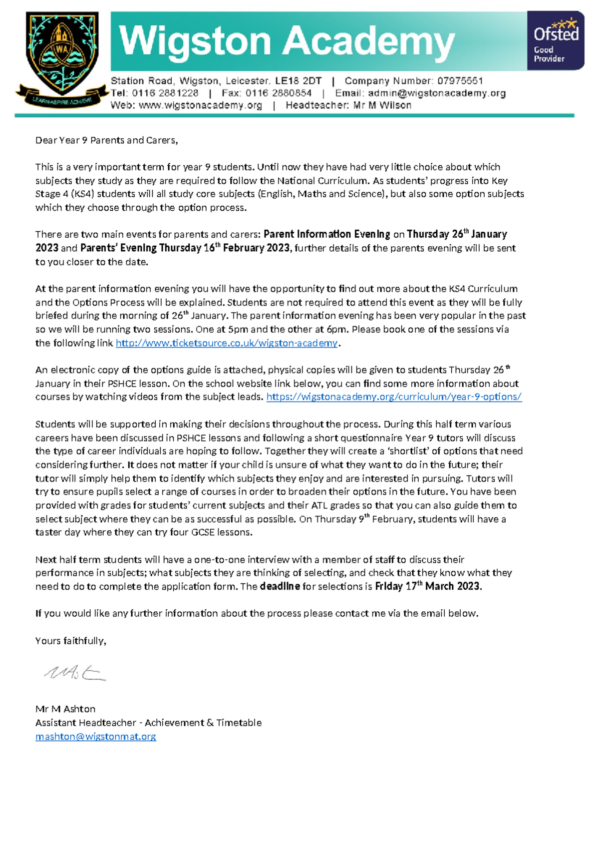Options-Letter-2023 2 - Dear Year 9 Parents and Carers, This is a very ...