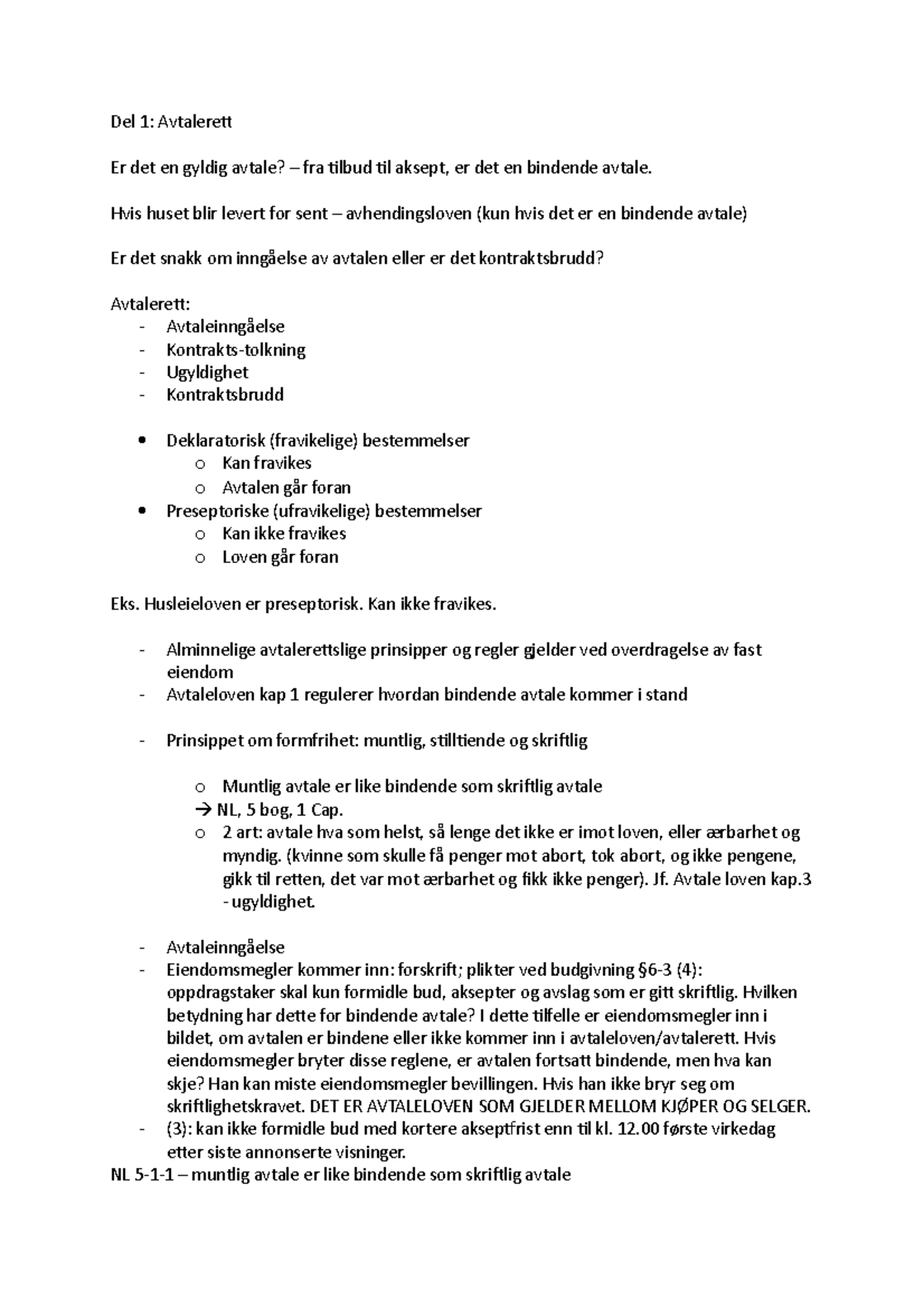 avtalerett første undervisning - Del 1: Avtalerett Er det en gyldig avtale? – fra tilbud til ...