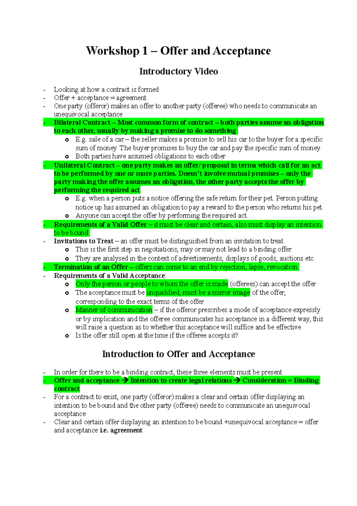 Workshop 1 Prepare Tasks - Workshop 1 – Offer and Acceptance ...
