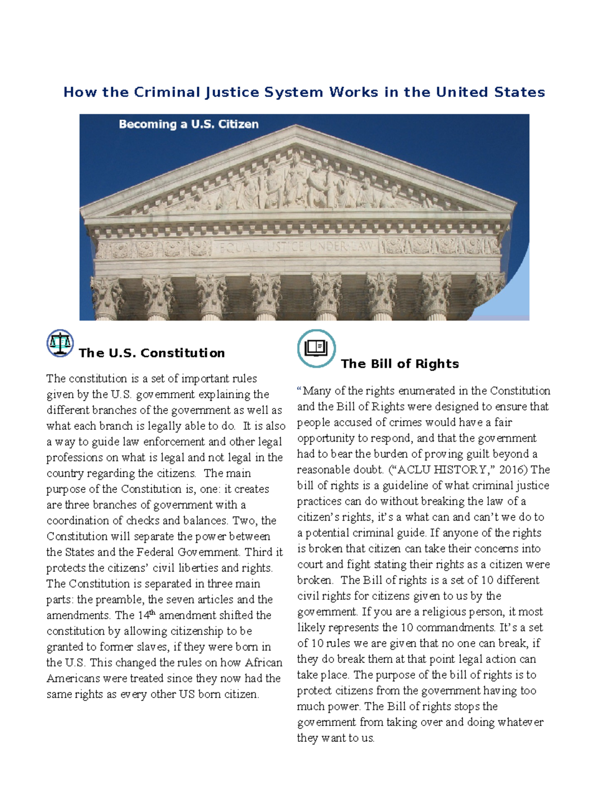 CJ 112 Project One Template - How the Criminal Justice System Works in ...