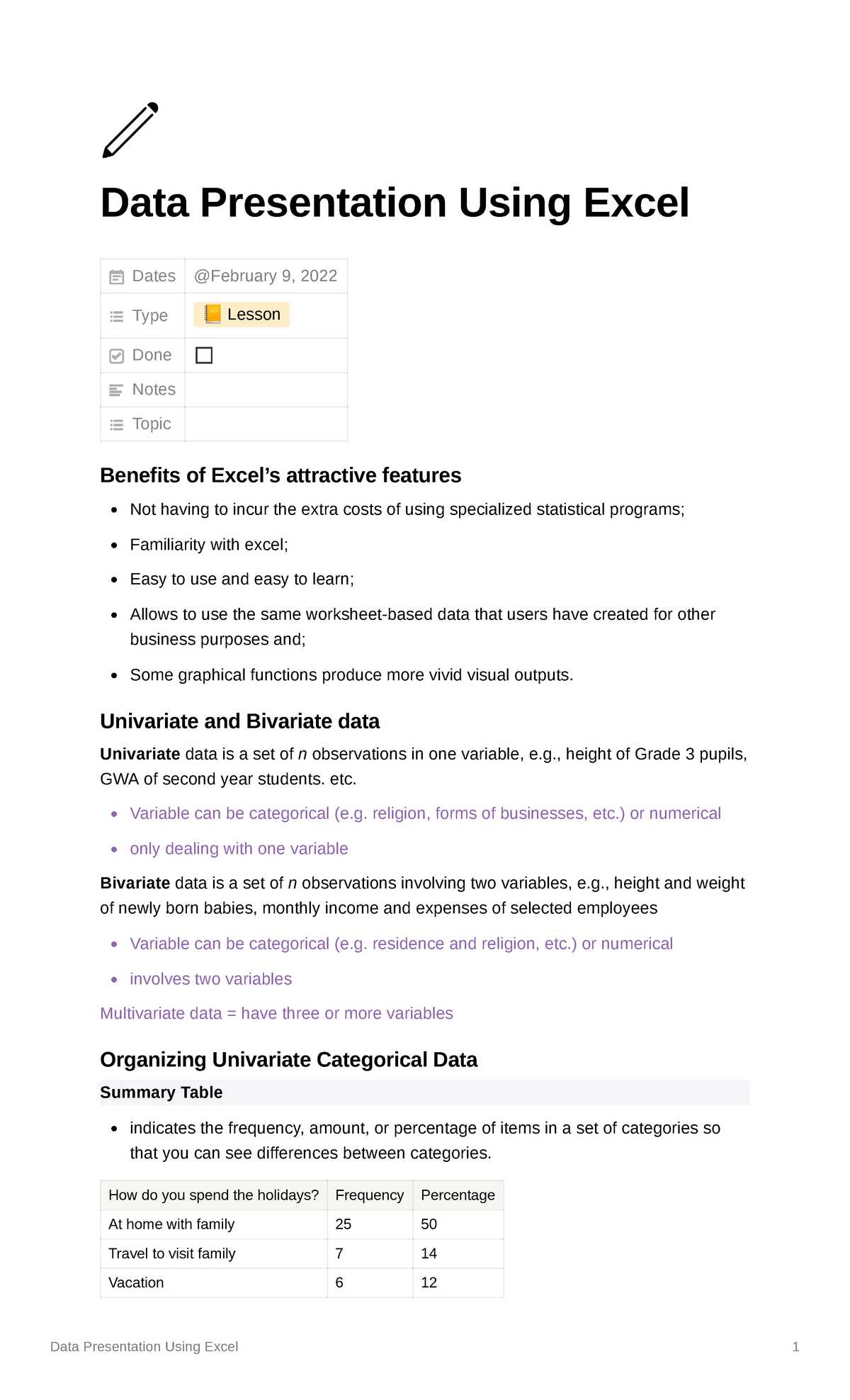 Data Presentation Using Excel - Data Presentation Using Excel Dates ...