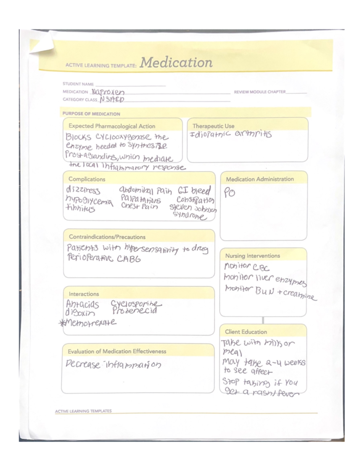 Med templates week 10 - NUR 150 - Studocu