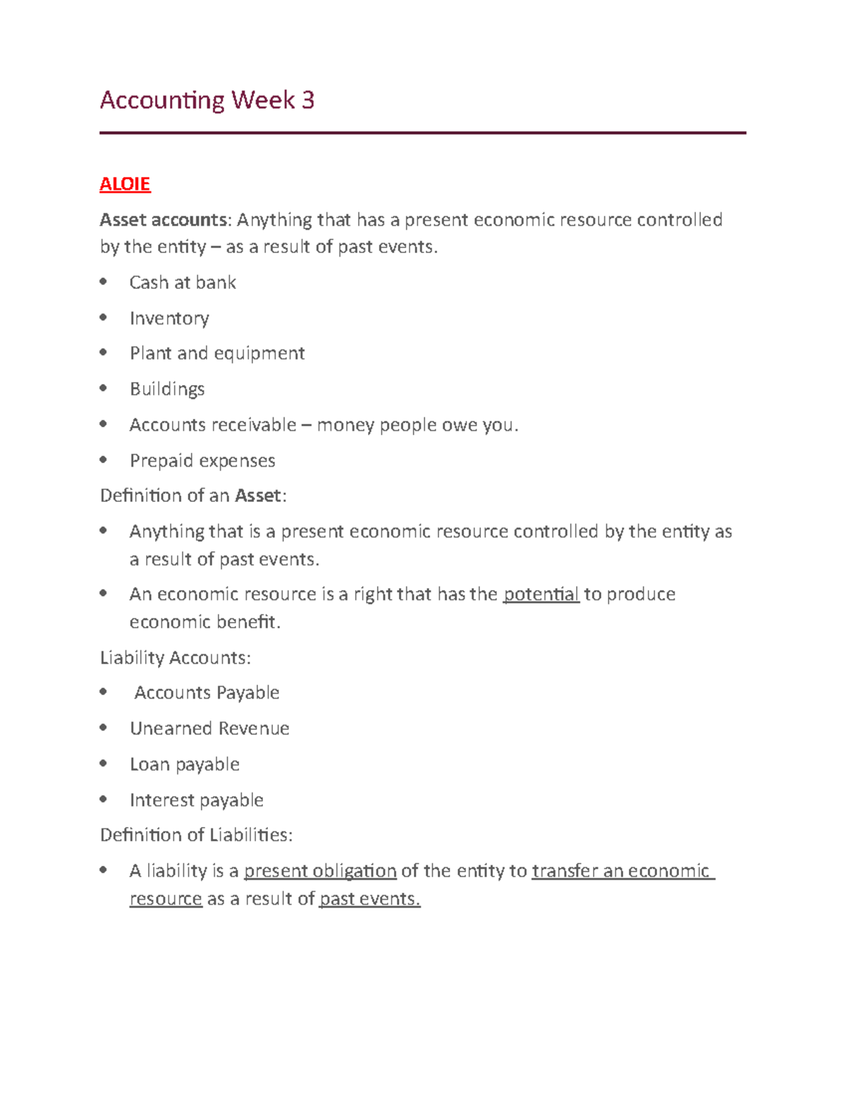 Accounting Week 3 - (unfinished 40 mins) - Accounting Week 3 ALOIE ...