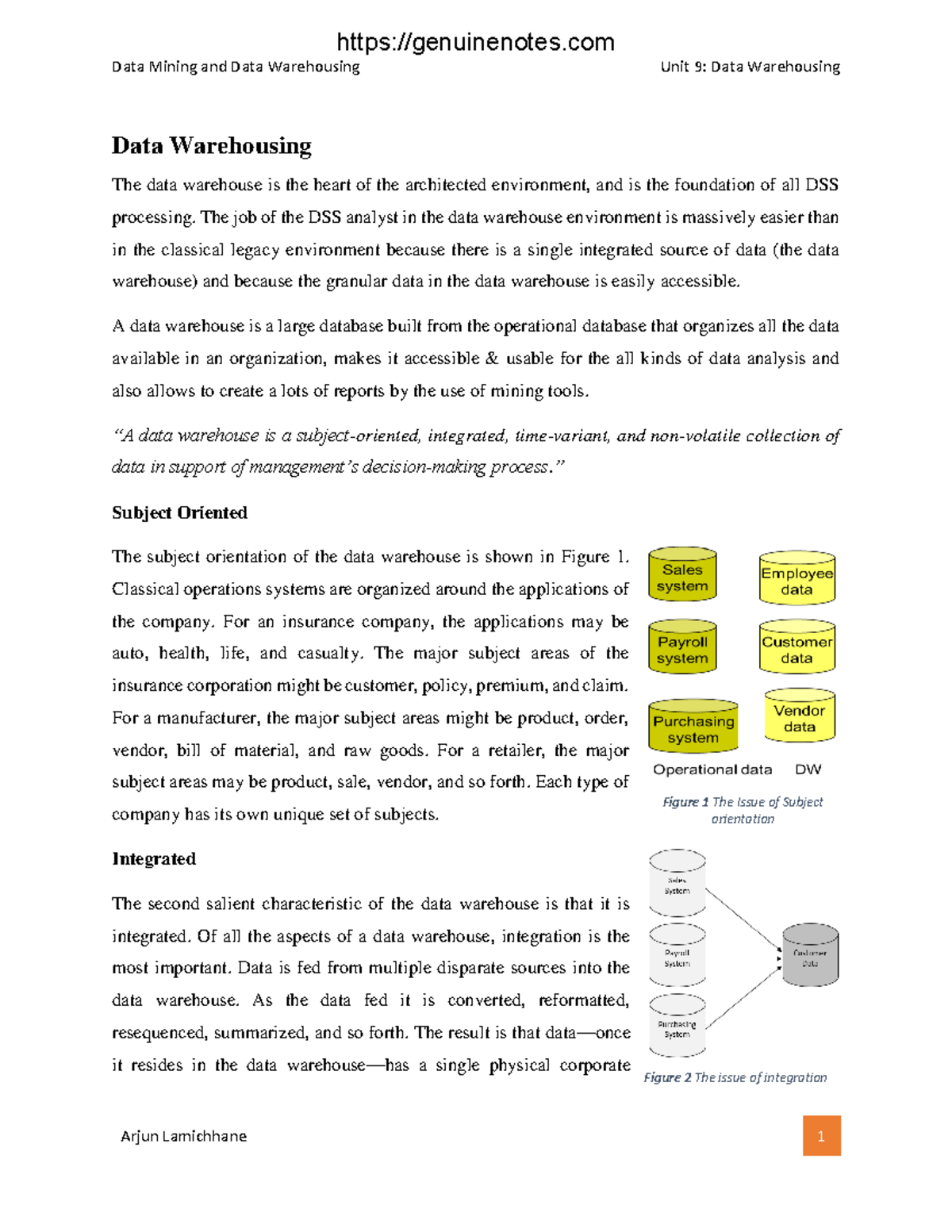 Unit-9 Data-Warehousing - Data Mining and Data Warehousing Unit 9: Data ...