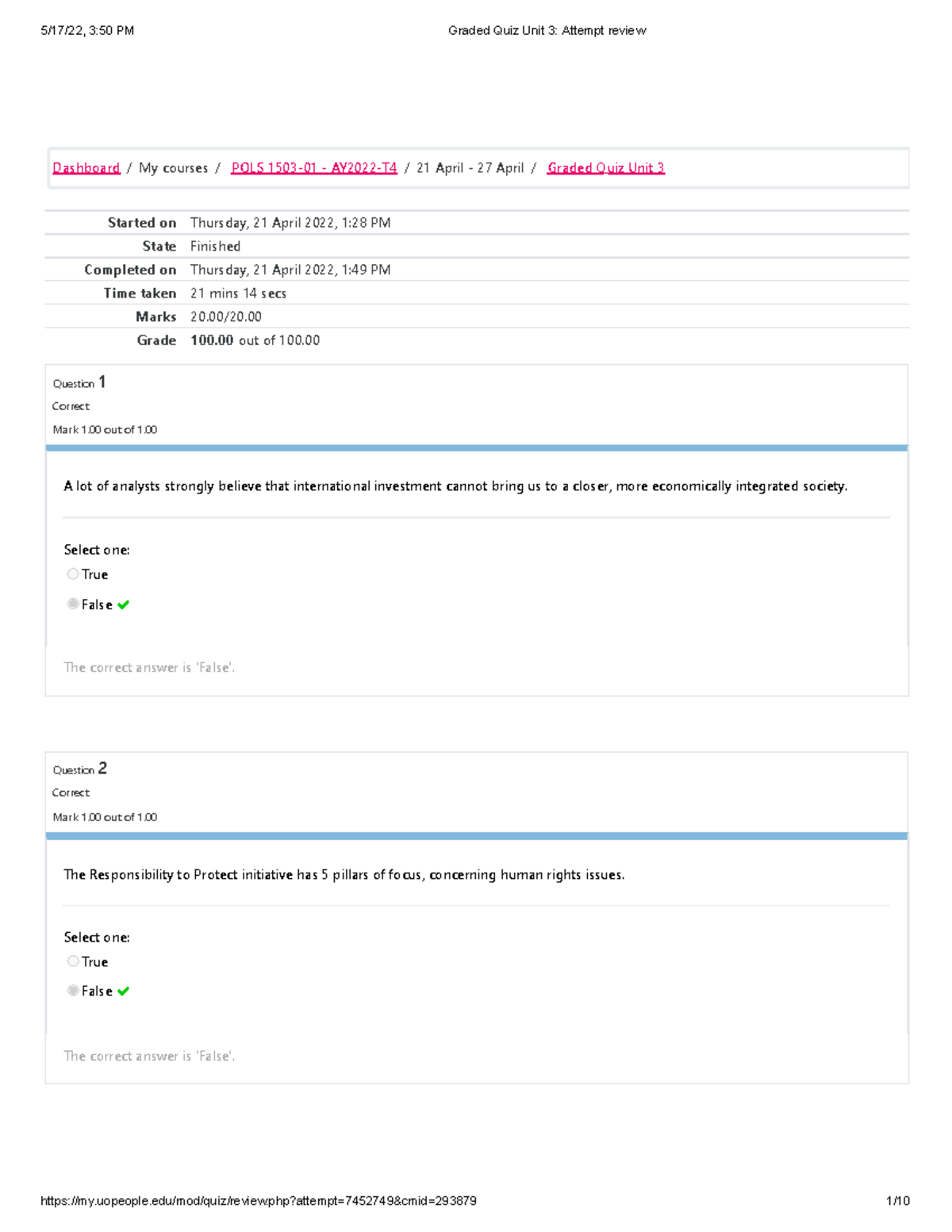 Graded Quiz Unit 3: Attempt Review - Studocu