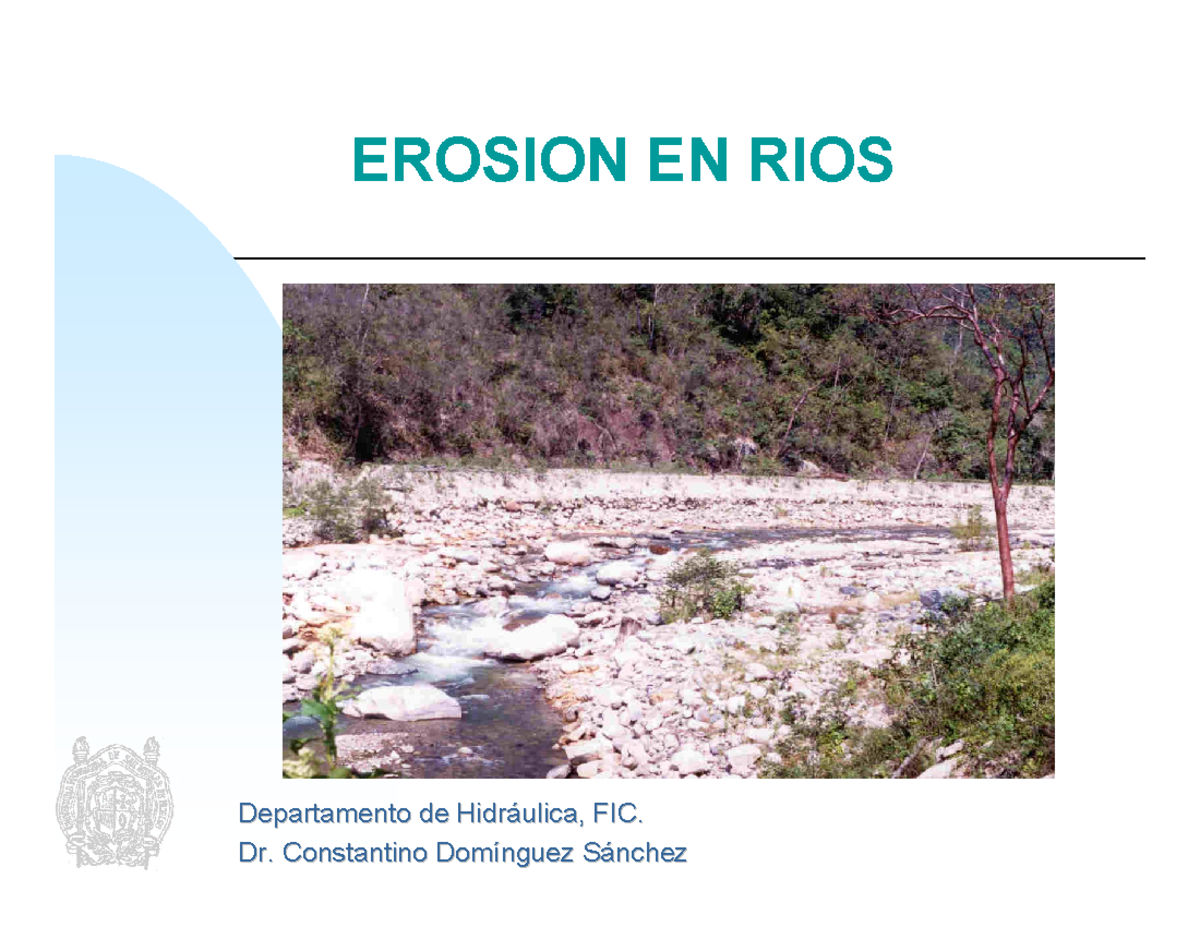 Erosion - EROSION EN RIOS Departamento de HidrDepartamento de ...