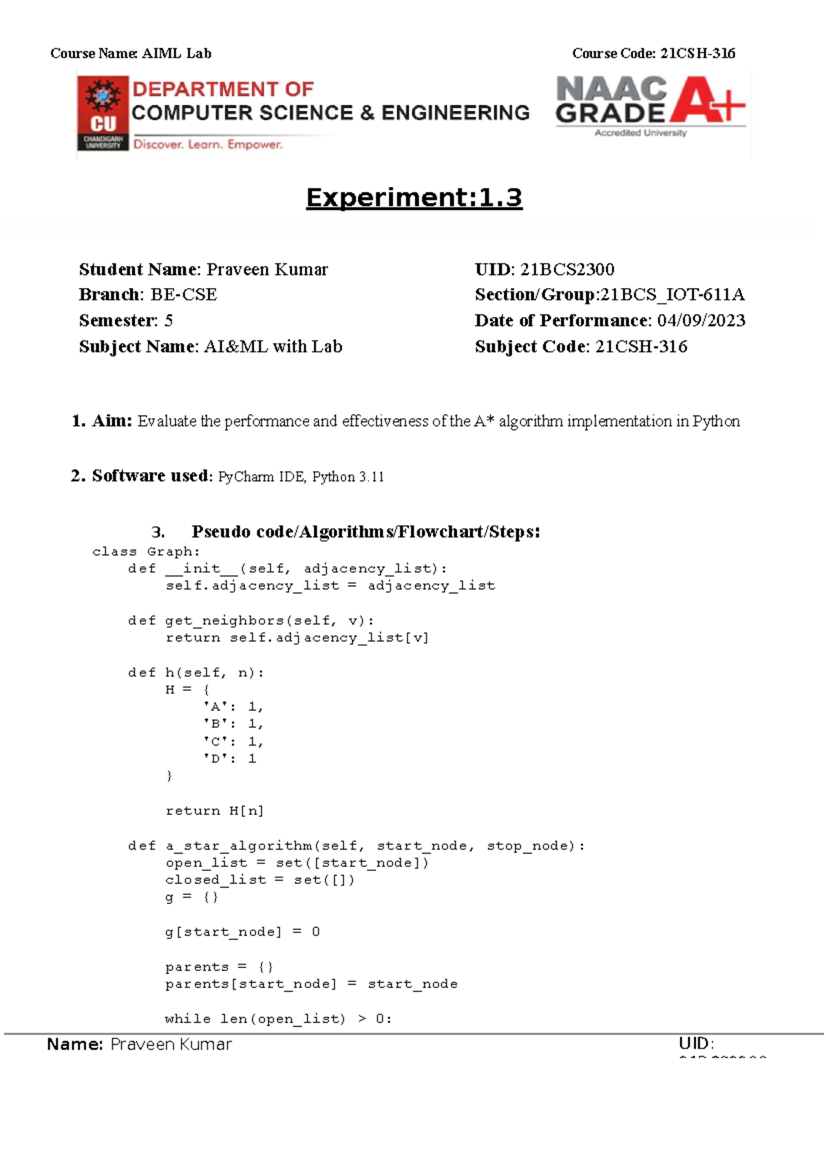 Aiml 1 - WORKSHEET - Bachelors of Engineering - Computer Science - Studocu