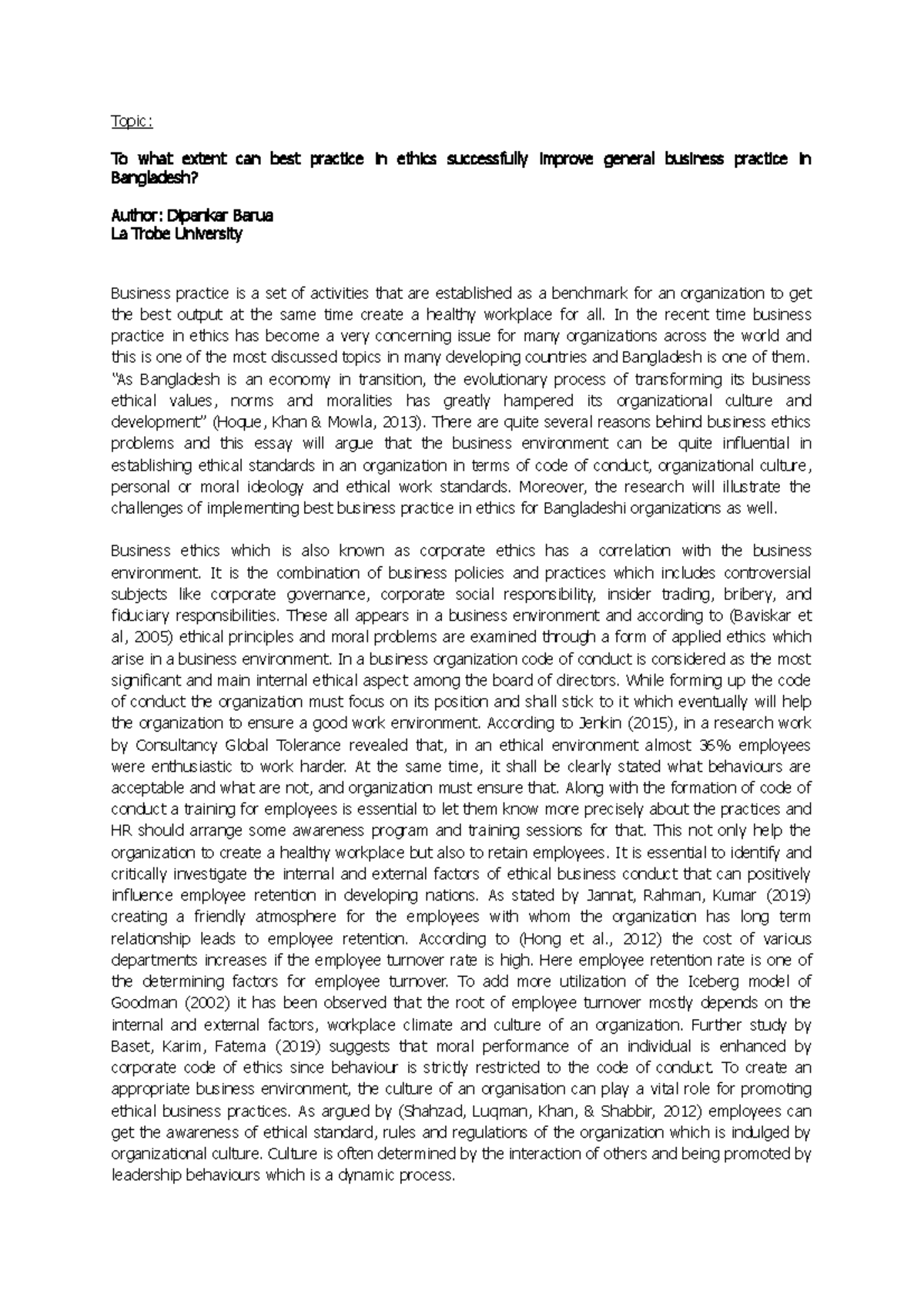 Final Research Essay T9 (DIP) - Topic: To what extent can best practice ...