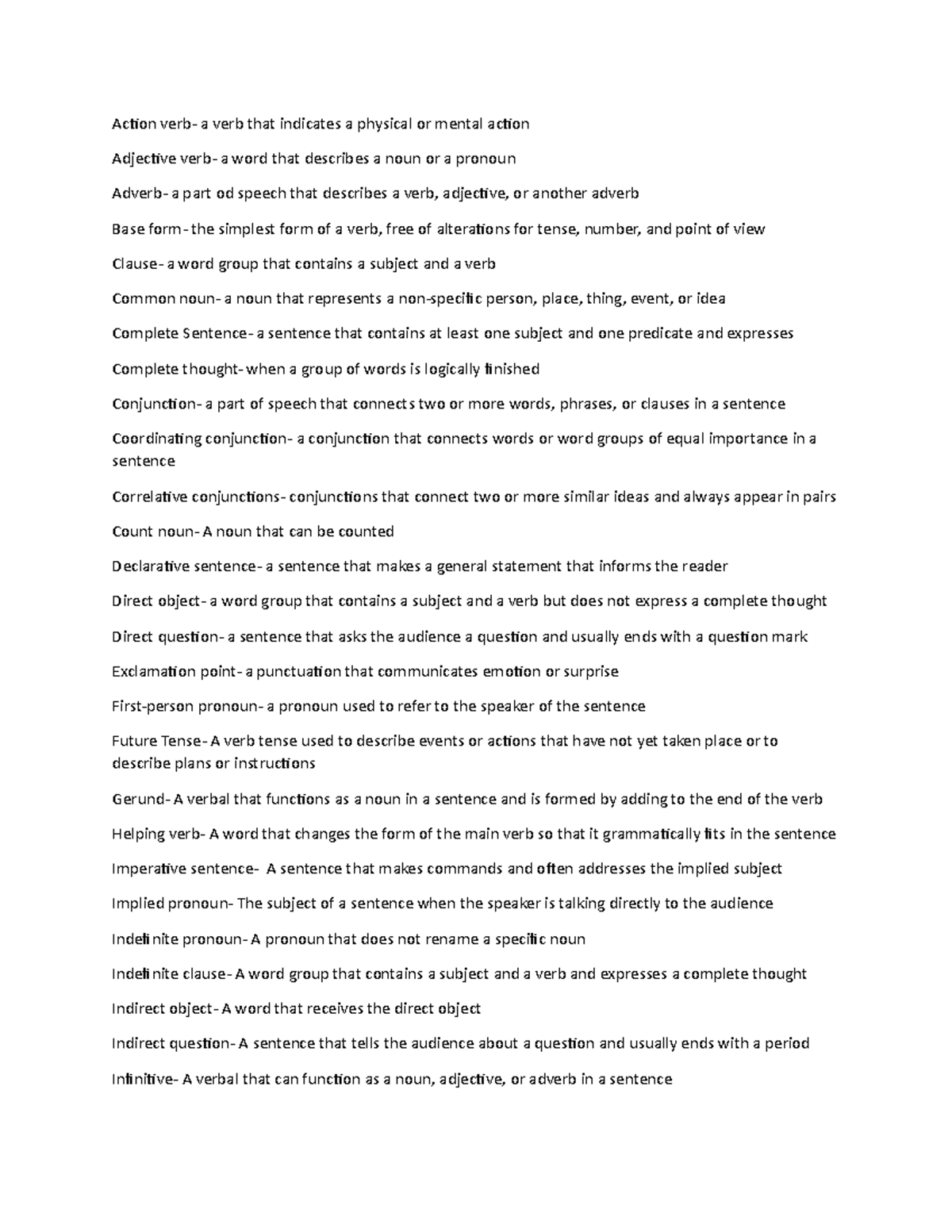 Adverb Notes Action Verb A Verb That Indicates A Physical Or