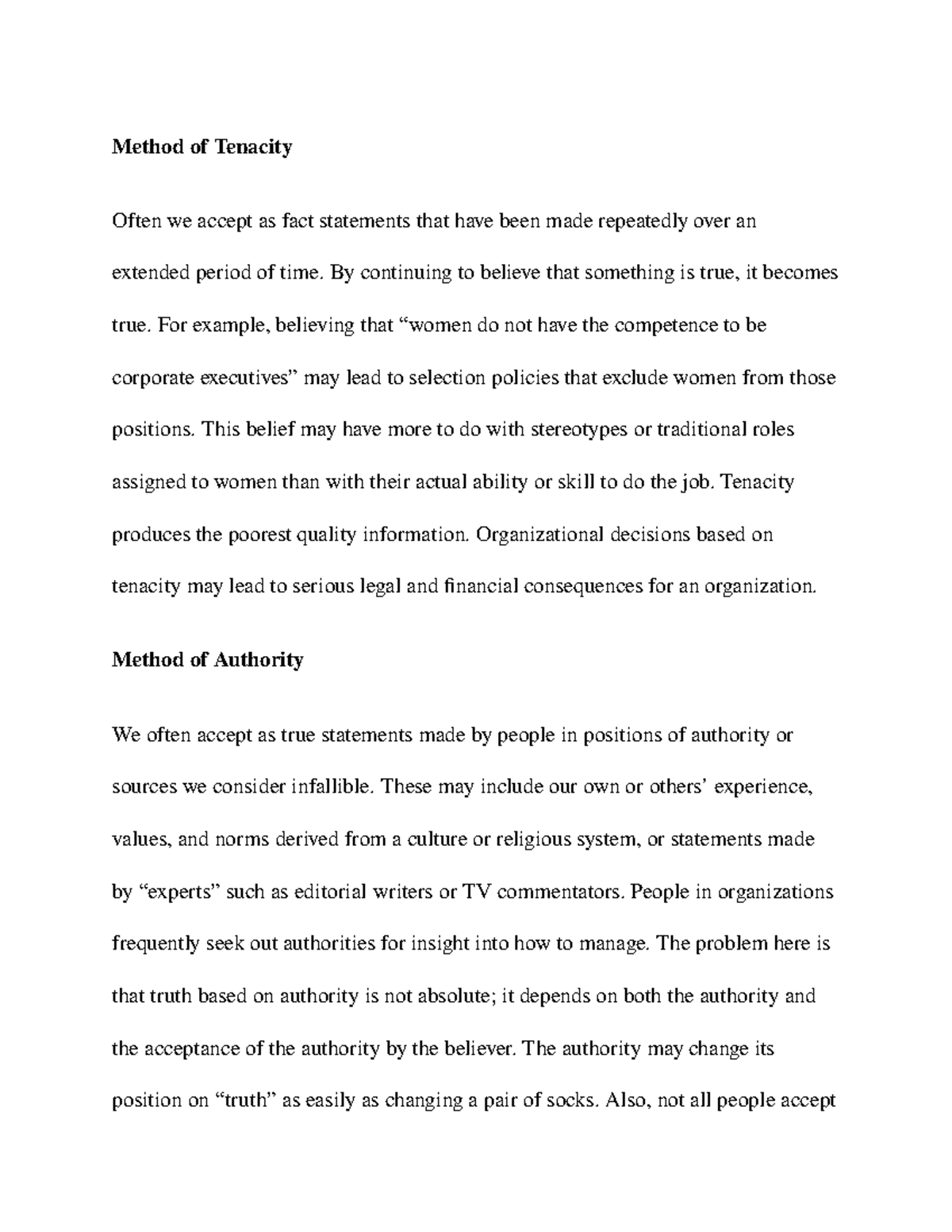 Method of Tenacity - Grade: A - Method of Tenacity Often we accept as ...