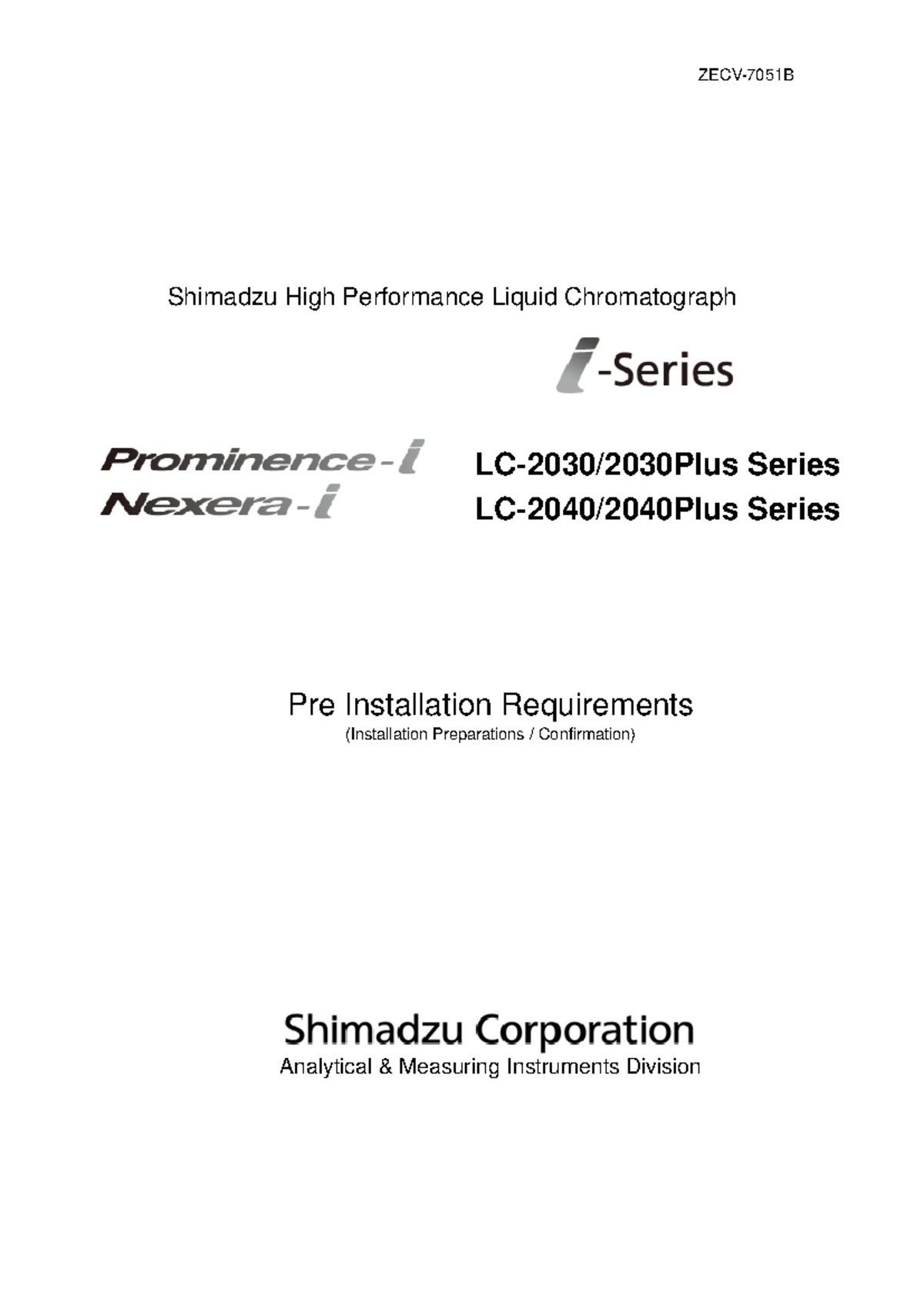 Pre-Installation Requirements (LC-2030 2040) i series plus - Shimadzu ...