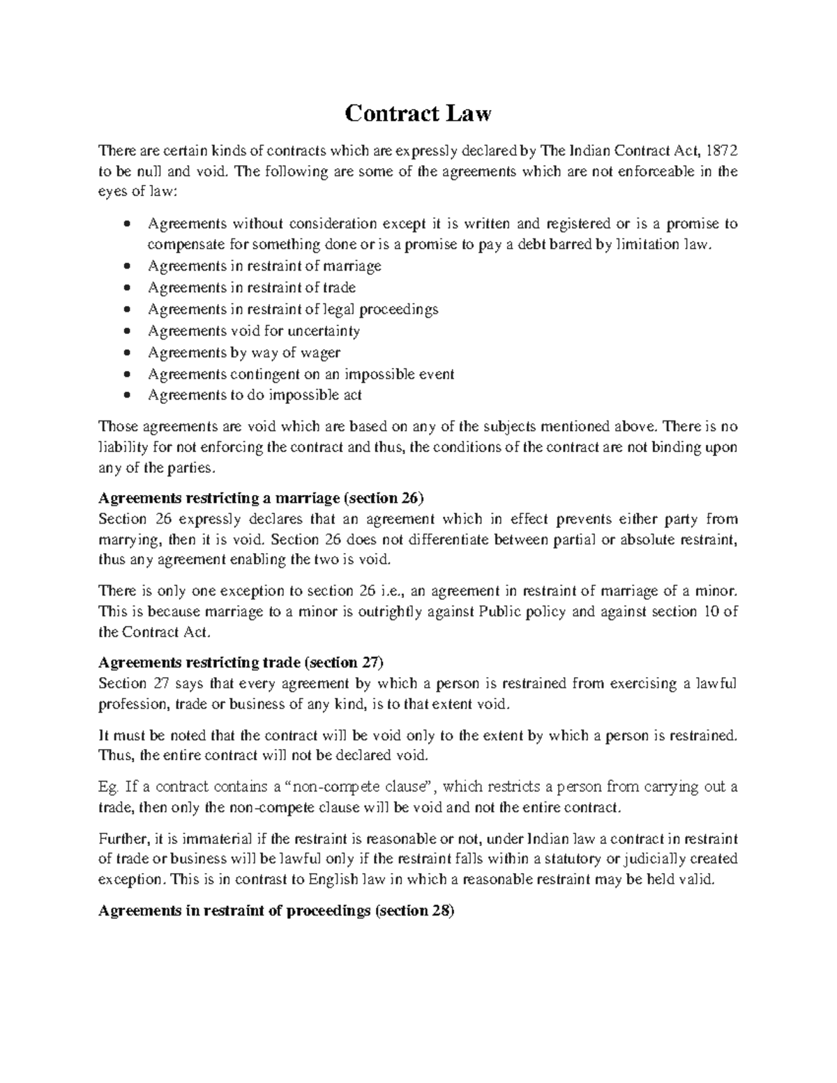 Contract notes - HELPFUL - Contract Law There are certain kinds of ...