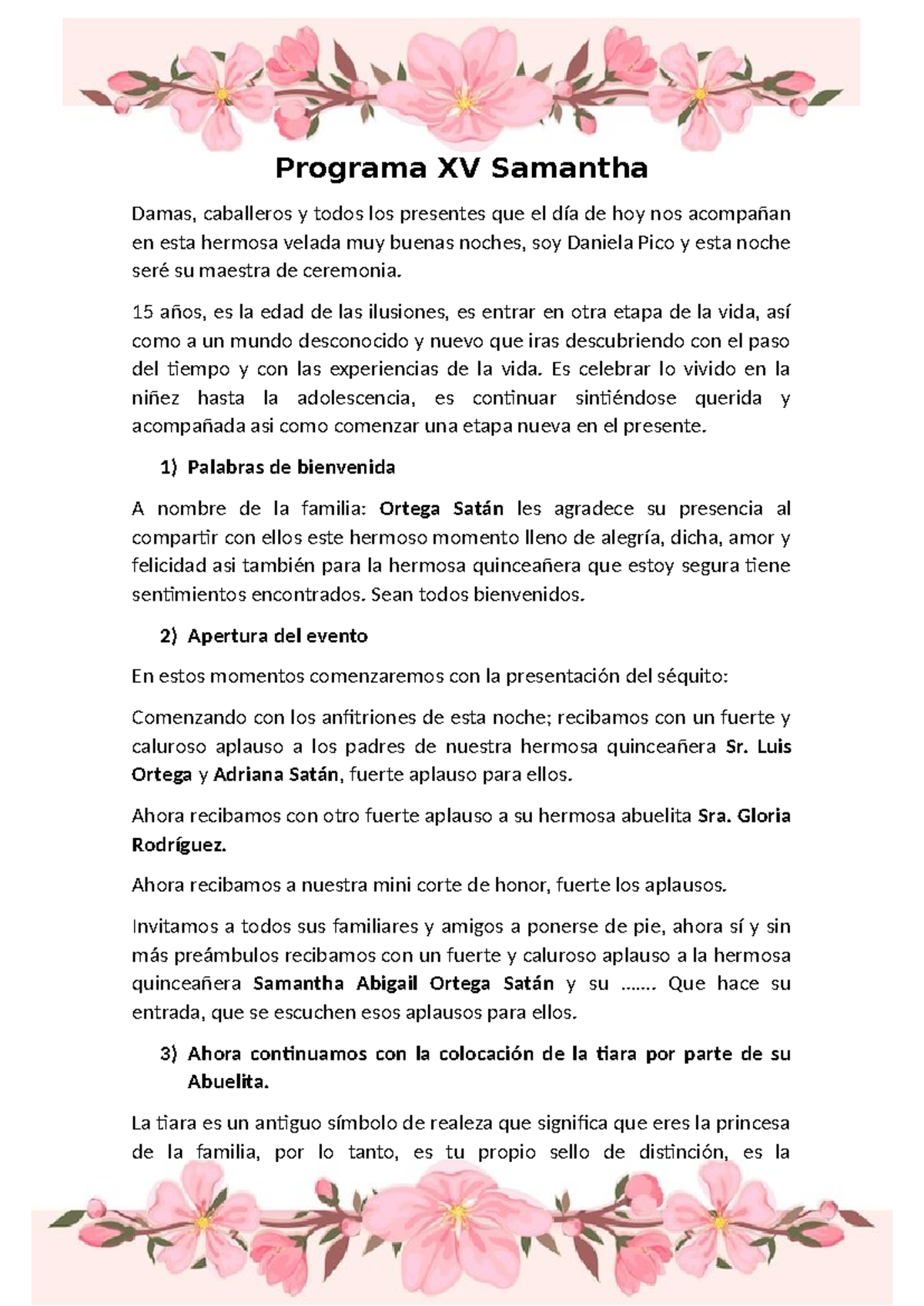 Programa XV Samantha - Educación básica - Programa XV Samantha Damas, caballeros y todos los ...