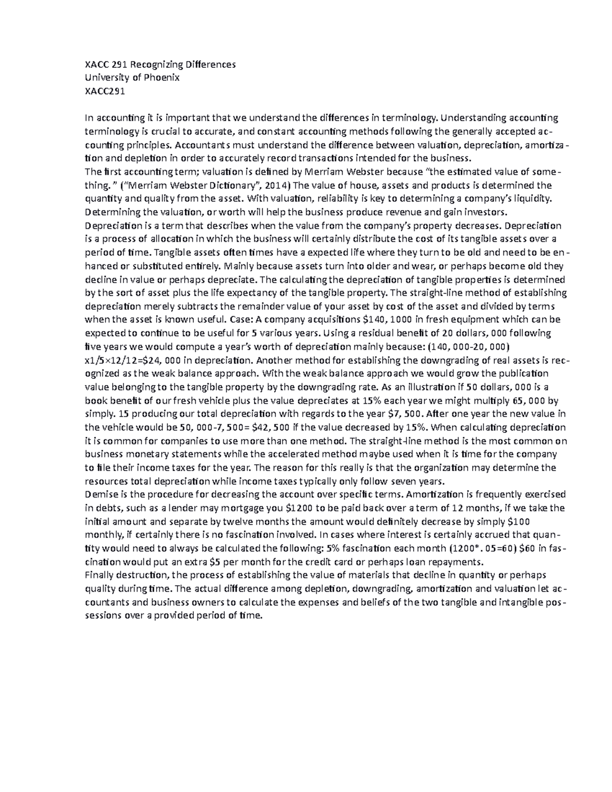 XACC 291 Recognizing Differences (2)5 - XACC 291 Recognizing ...