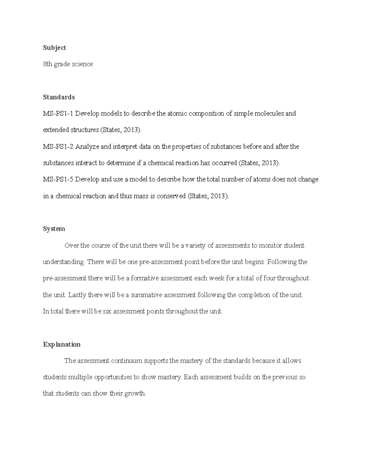 D184 Task 4 - Passed - Subject 8th grade science Standards MS-PS1-1 ...