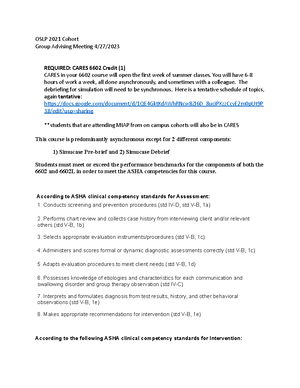 SL screening check list - A Checklist for Identifying Speech and ...