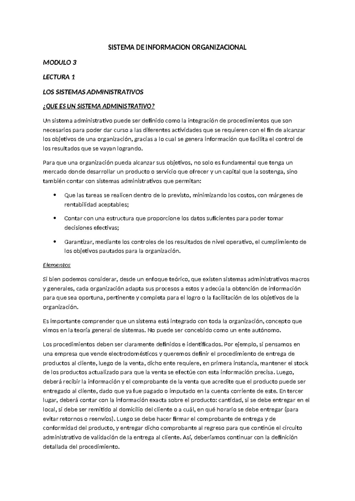 Sistema de Informacion Organizacional - SISTEMA DE INFORMACION ORGANIZACIONAL MODULO 3 LECTURA 1 ...