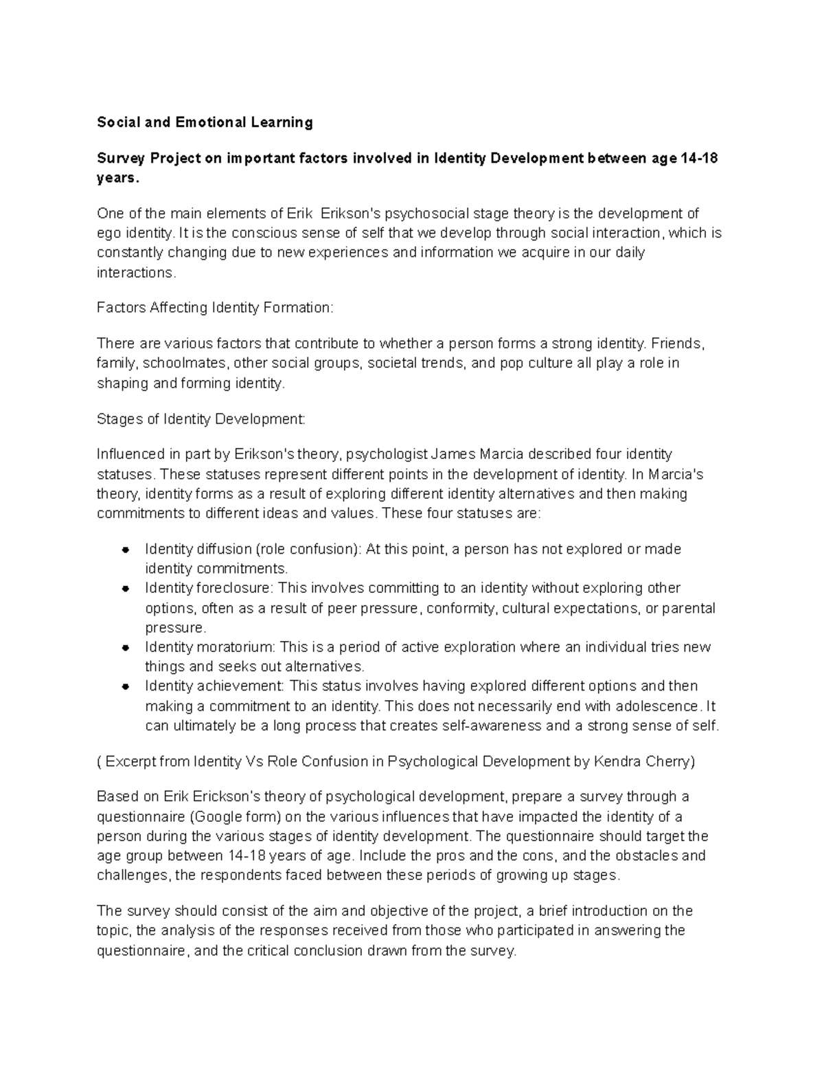 Social and Emotional Learning ( VAC) Survey Project - Social and ...