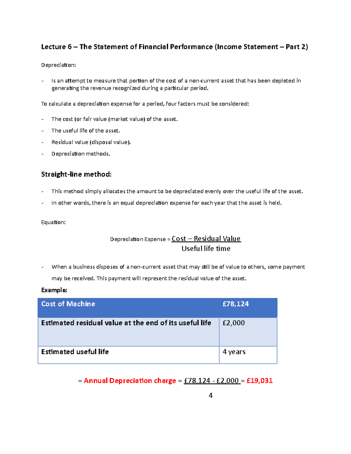 Lecture 6 – The Statement of Financial Performance - Lecture 6 – The ...