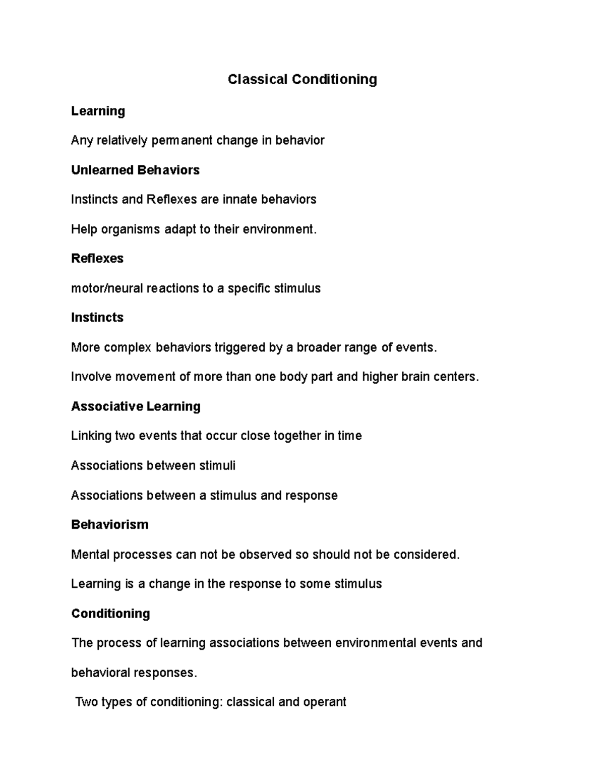 Classical Conditioning - Classical Conditioning Learning Any relatively ...