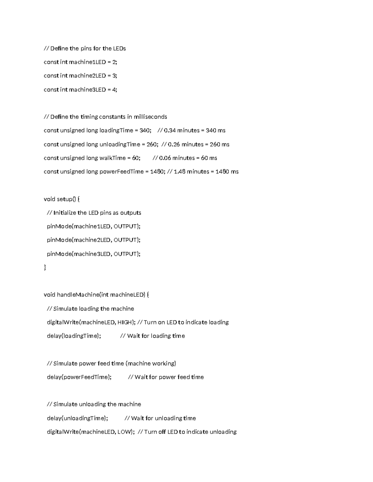 Led Program Define The Pins For The Leds Const Int Machine1led 2