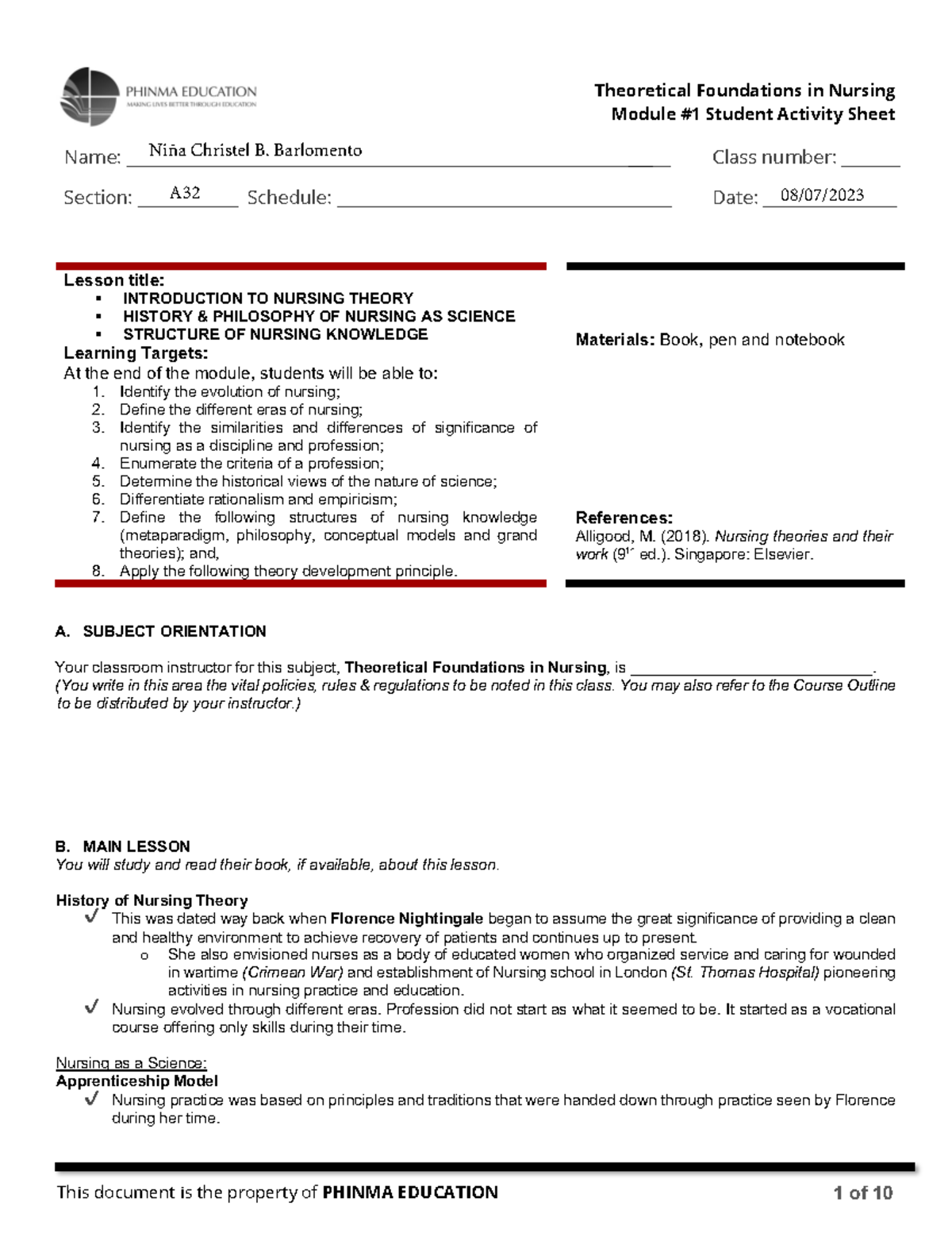 TFN SAS 1 -L - sdfds - Module #1 Student Activity Sheet Name: - Studocu